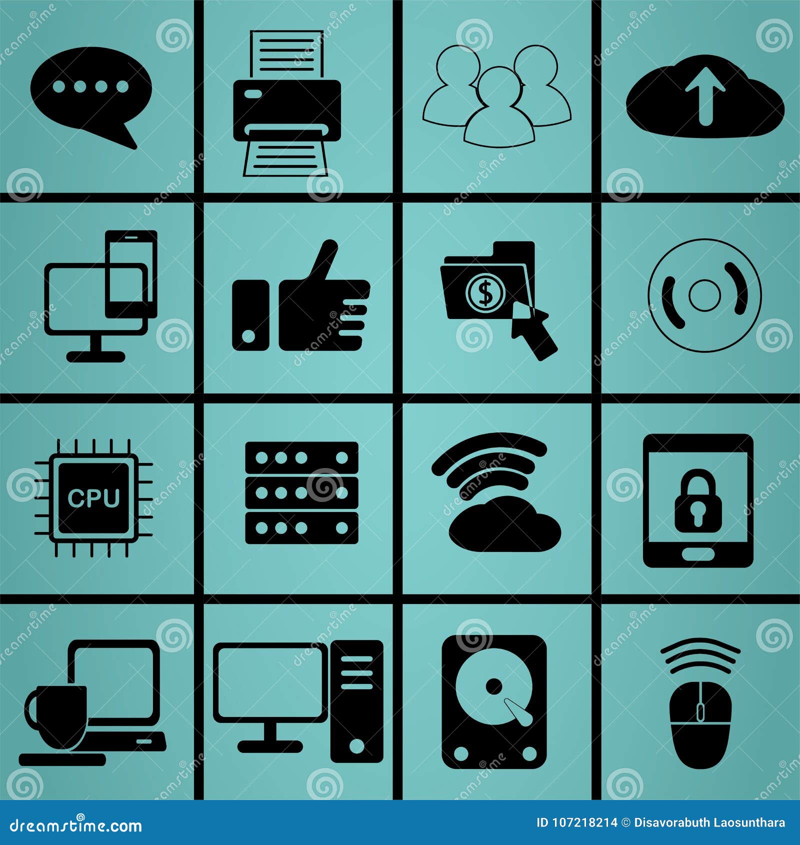 Technology and Data Icon for Life in Symbols Set Stock Vector ...