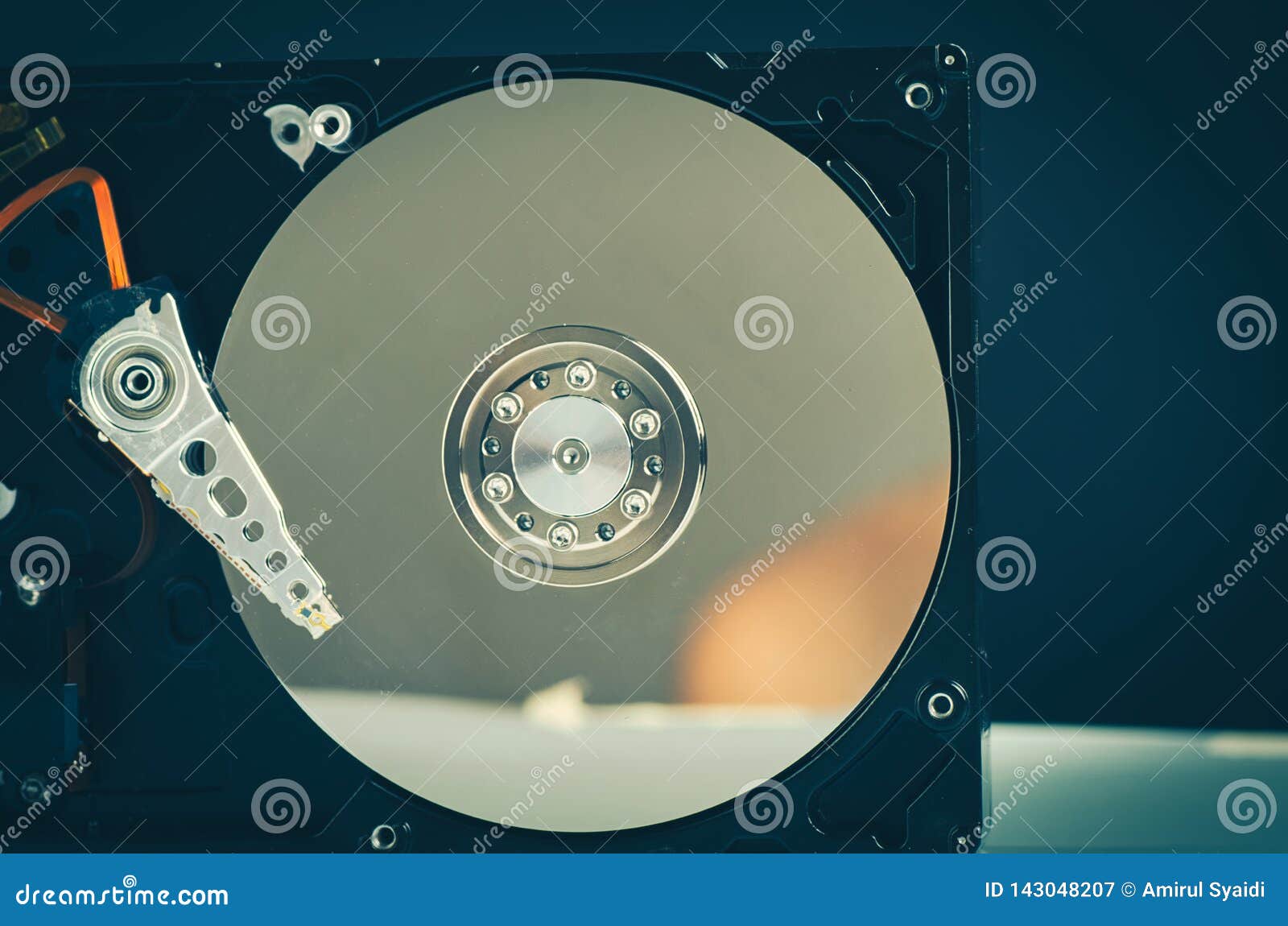 Old Dusty Disassembled Hard Drive from the Computer Over Dark ...