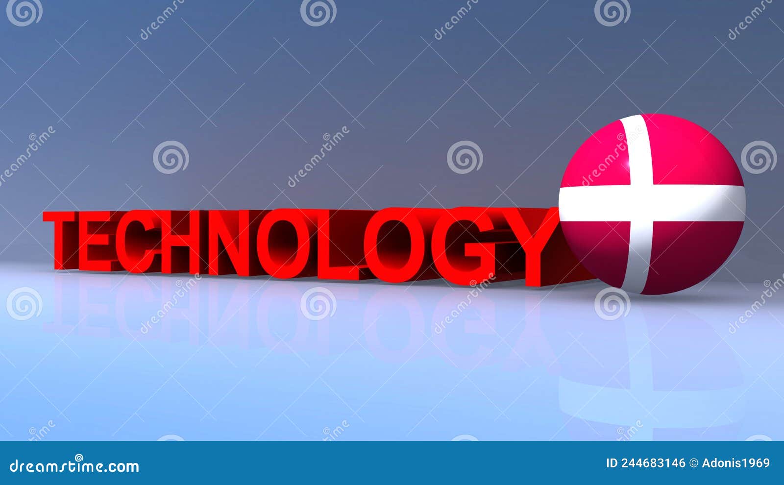 Technology with Denmark Flag on Blue Stock Illustration - Illustration ...