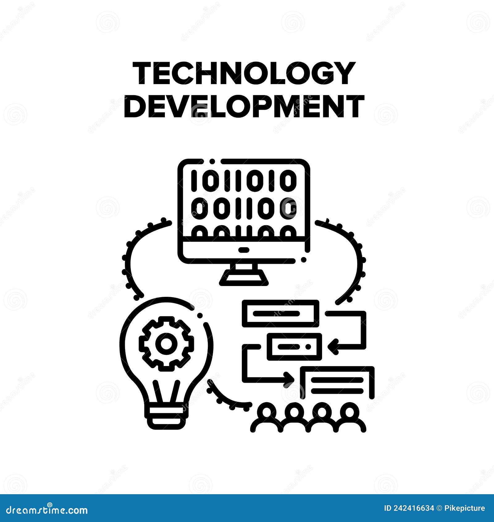 Technology Development Vector Black Illustration Stock Vector ...