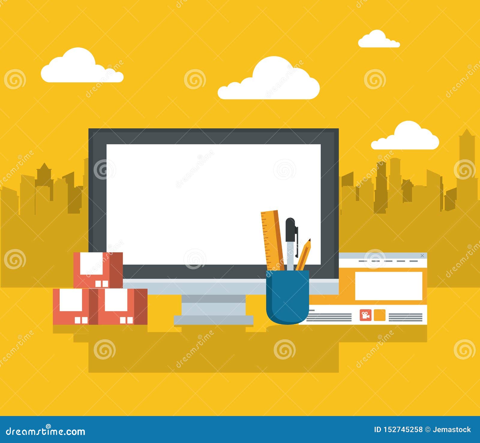 Technology Device Eletronic Modern Gadget Cartoon Stock Vector ...