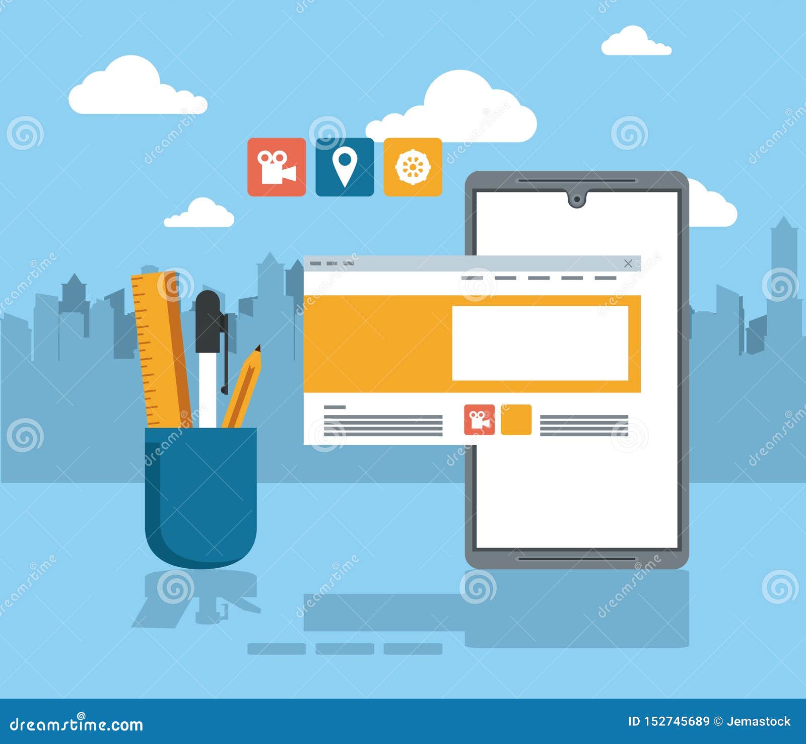 Technology Device Eletronic Modern Gadget Cartoon Stock Vector ...