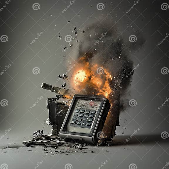 A Technology Device Explodes in a Fiery Burst, Pieces Scattering ...