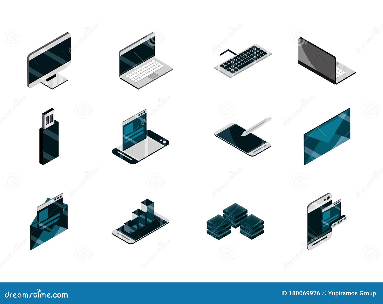 Technology Device Gadget Digital Isometric Isolated Icons Set Stock ...