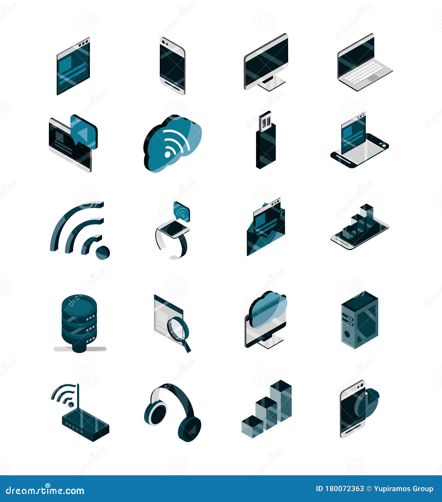 Technology Device Gadget Digital Isometric Isolated Icons Set Stock ...