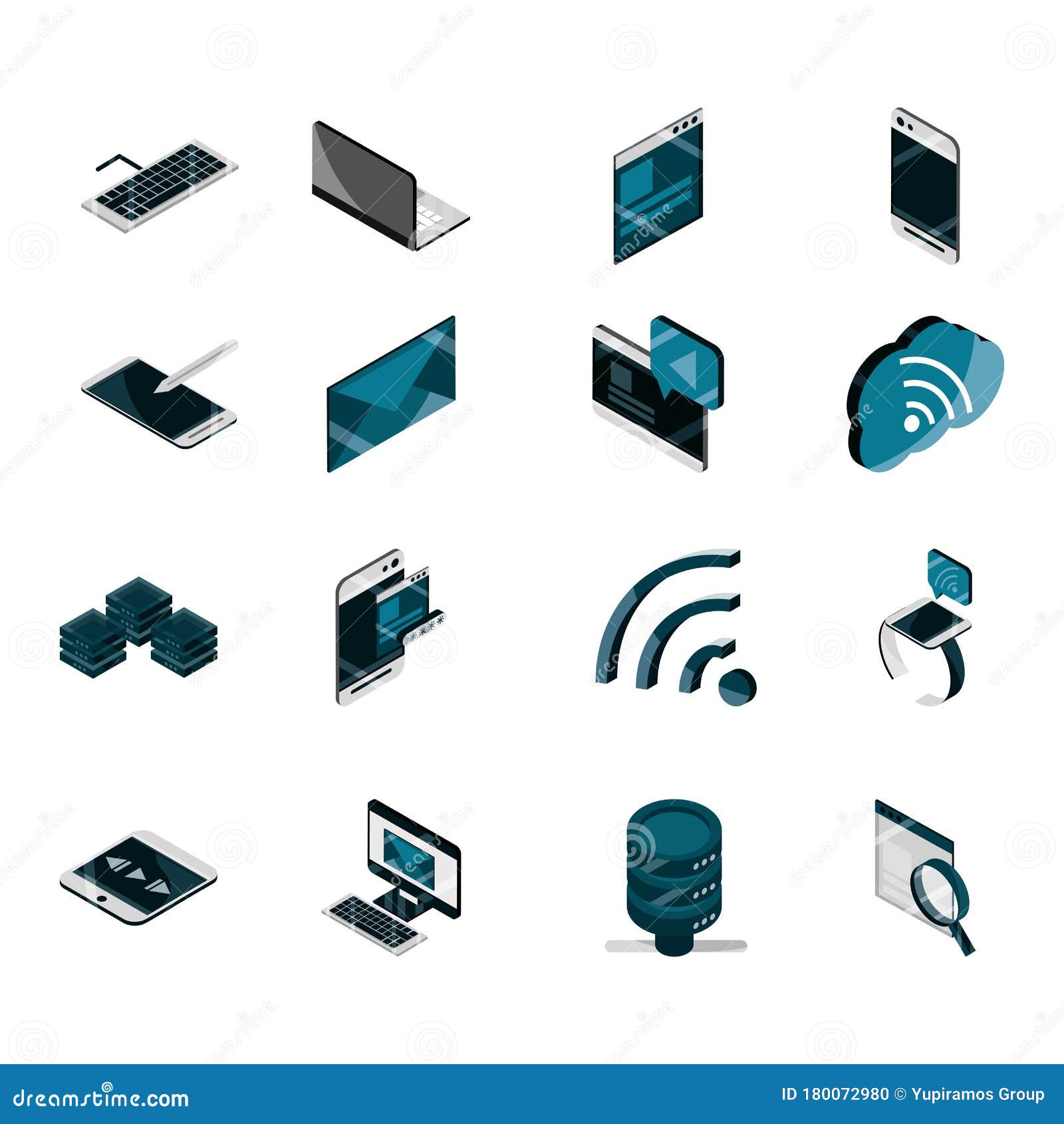 Technology Device Gadget Digital Isometric Isolated Icons Set Stock ...