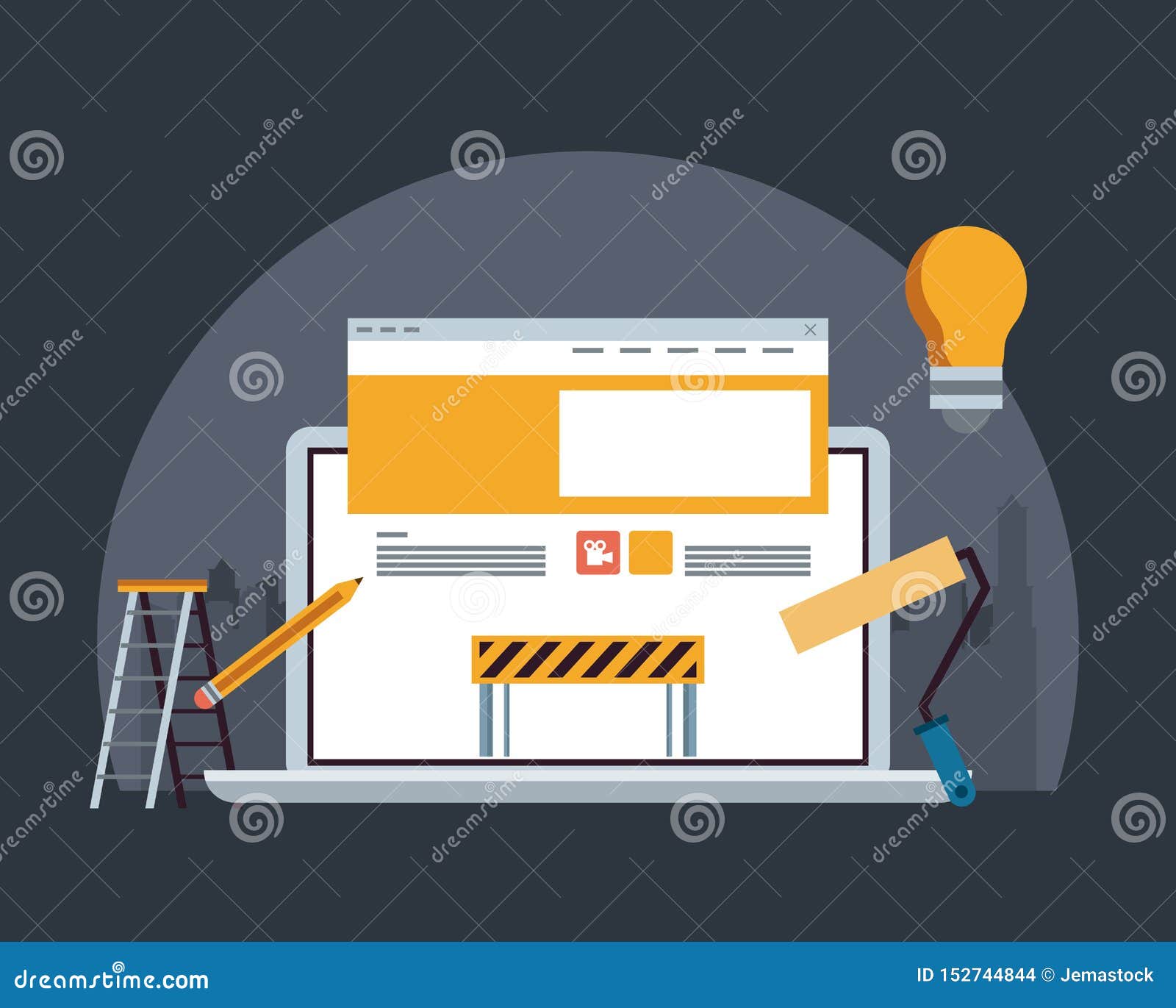 Technology Device Laptop Maintenance Cartoon Stock Vector ...