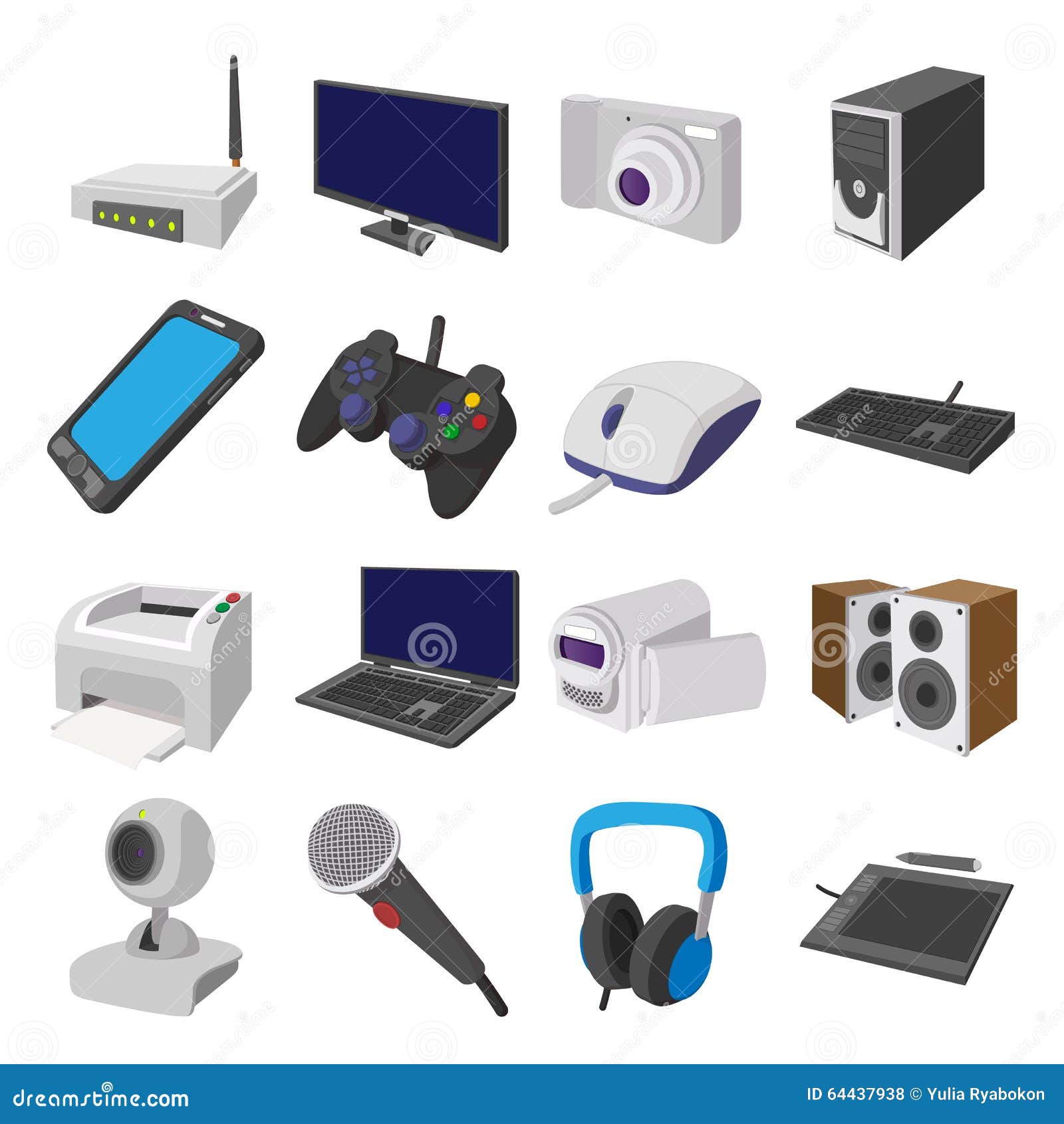 Technology and Devices Cartoon Icons Set Stock Vector - Illustration of ... Technology and Devices Cartoon Icons Set Stock Vector - Illustration of ...