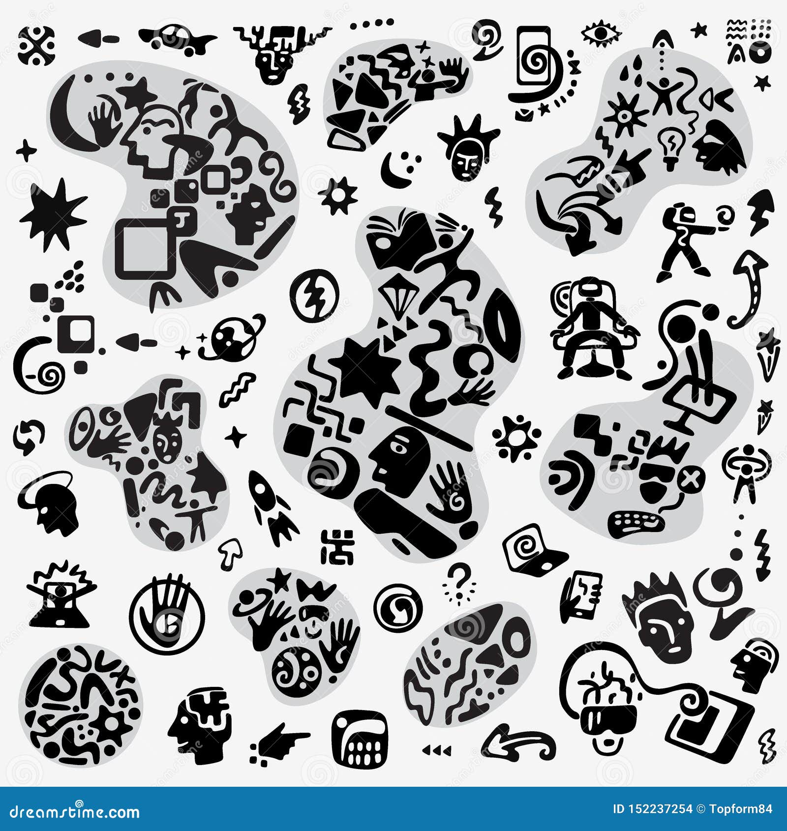 Technology Devices Doodle Set , Silhouette, Vector Graphic Symbol Stock ...