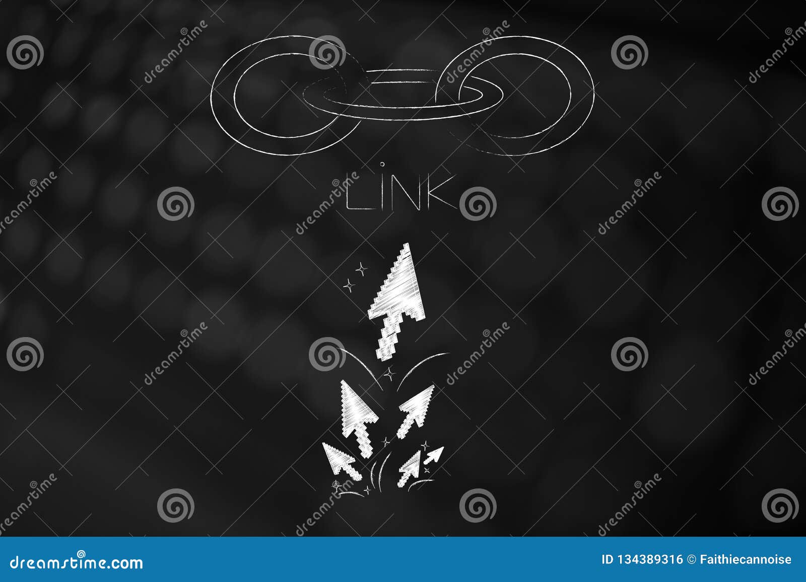 Link Chain Icon with Group of Mouse Cursors Moving Towards it Metaphor ...
