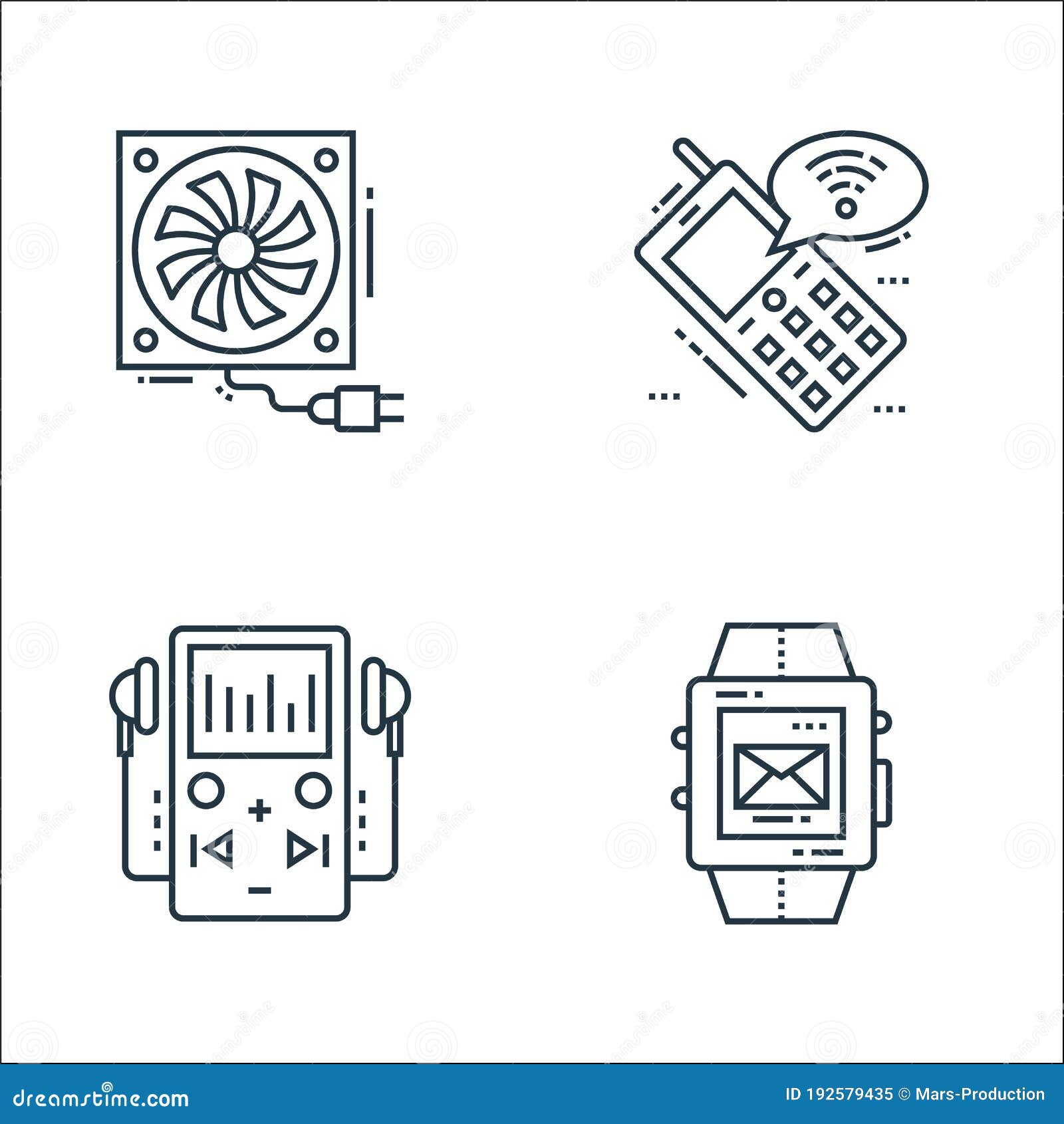 Technology Devices Line Icons. Linear Set Stock Vector - Illustration ...