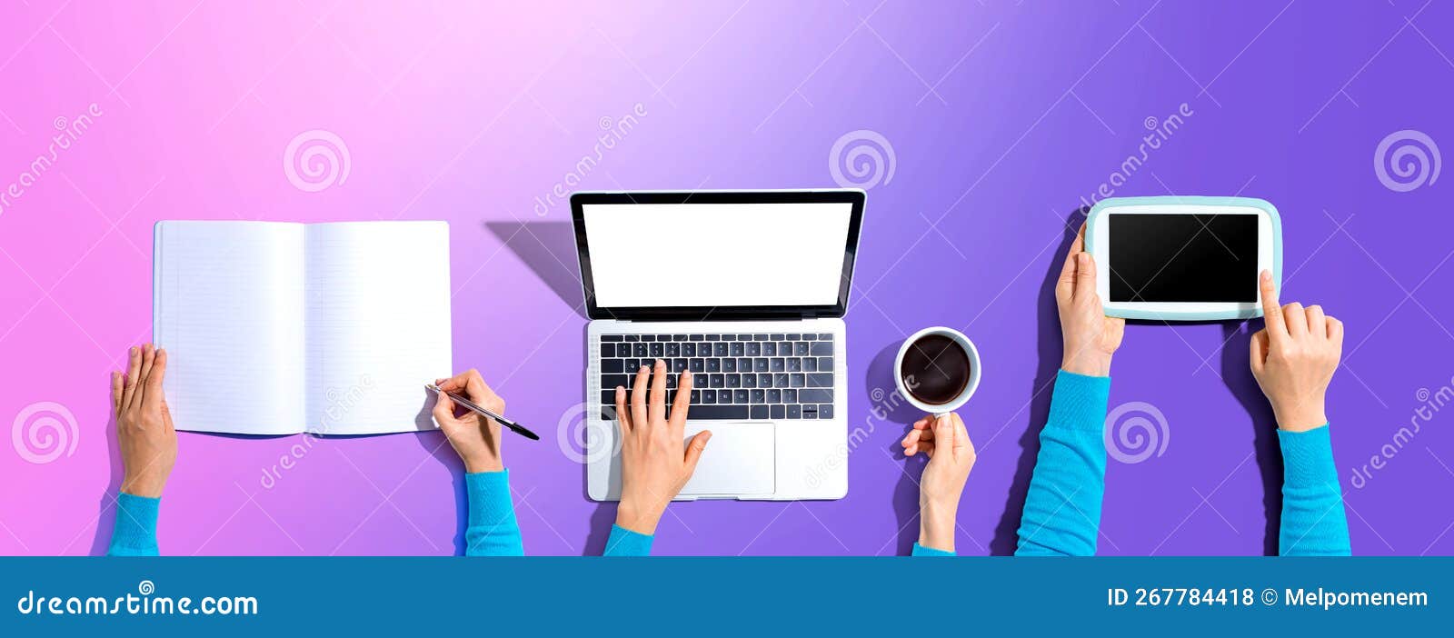 Technology Devices and a Notebook Stock Photo - Image of technology ...