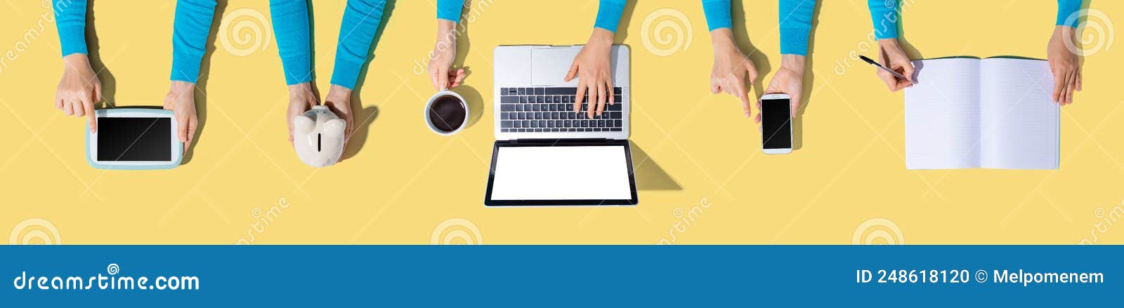 Technology Devices and Office Supplies Stock Photo - Image of bank ...