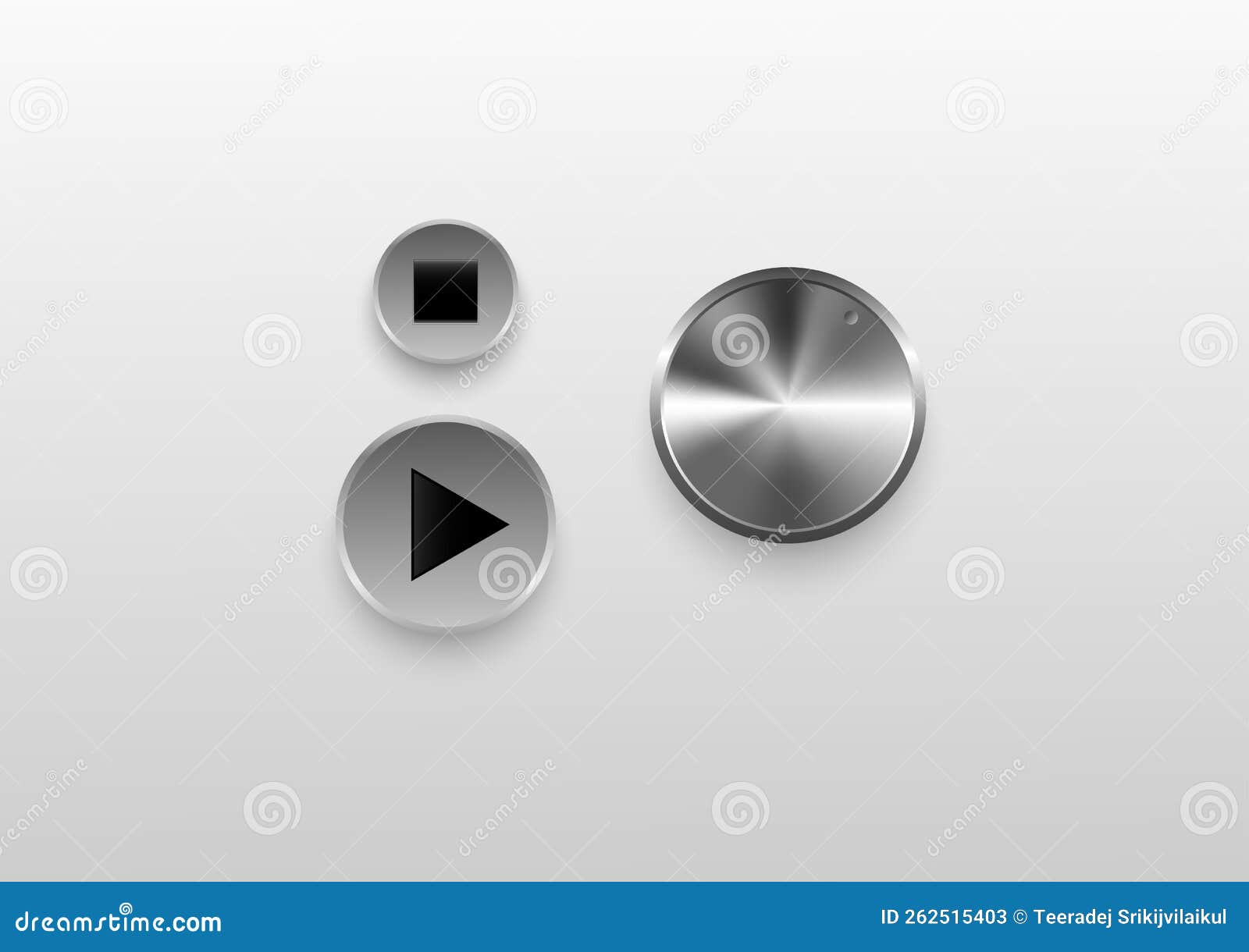 Technology Dial Knob, Play and Stop Button with Metal Texture for Sound ...