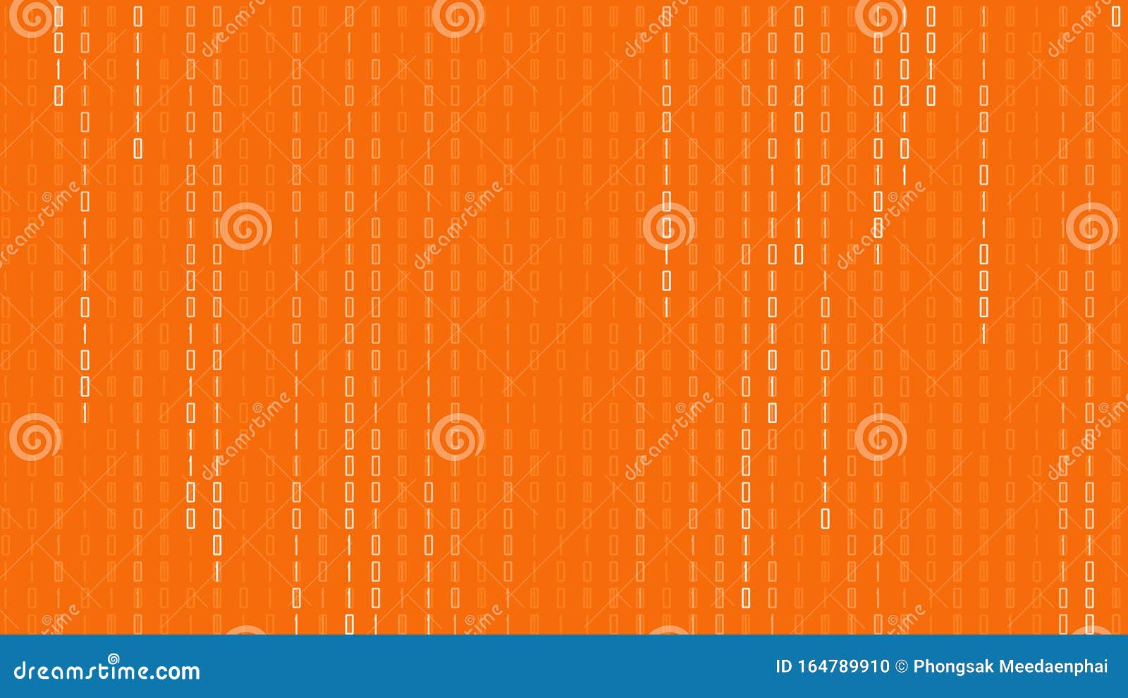 Technology Digital Binary Code In Color Of Orange And White Color Of Text For Use As Background