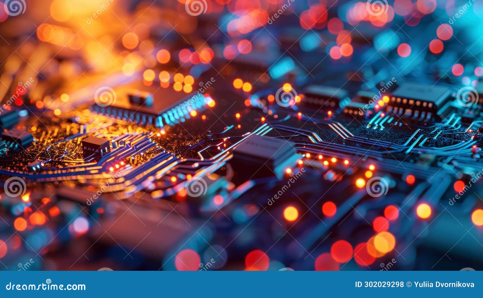 Technology Digital Binary Data on Microchip with Glow Circuit Board. Digitalization of Neural ...