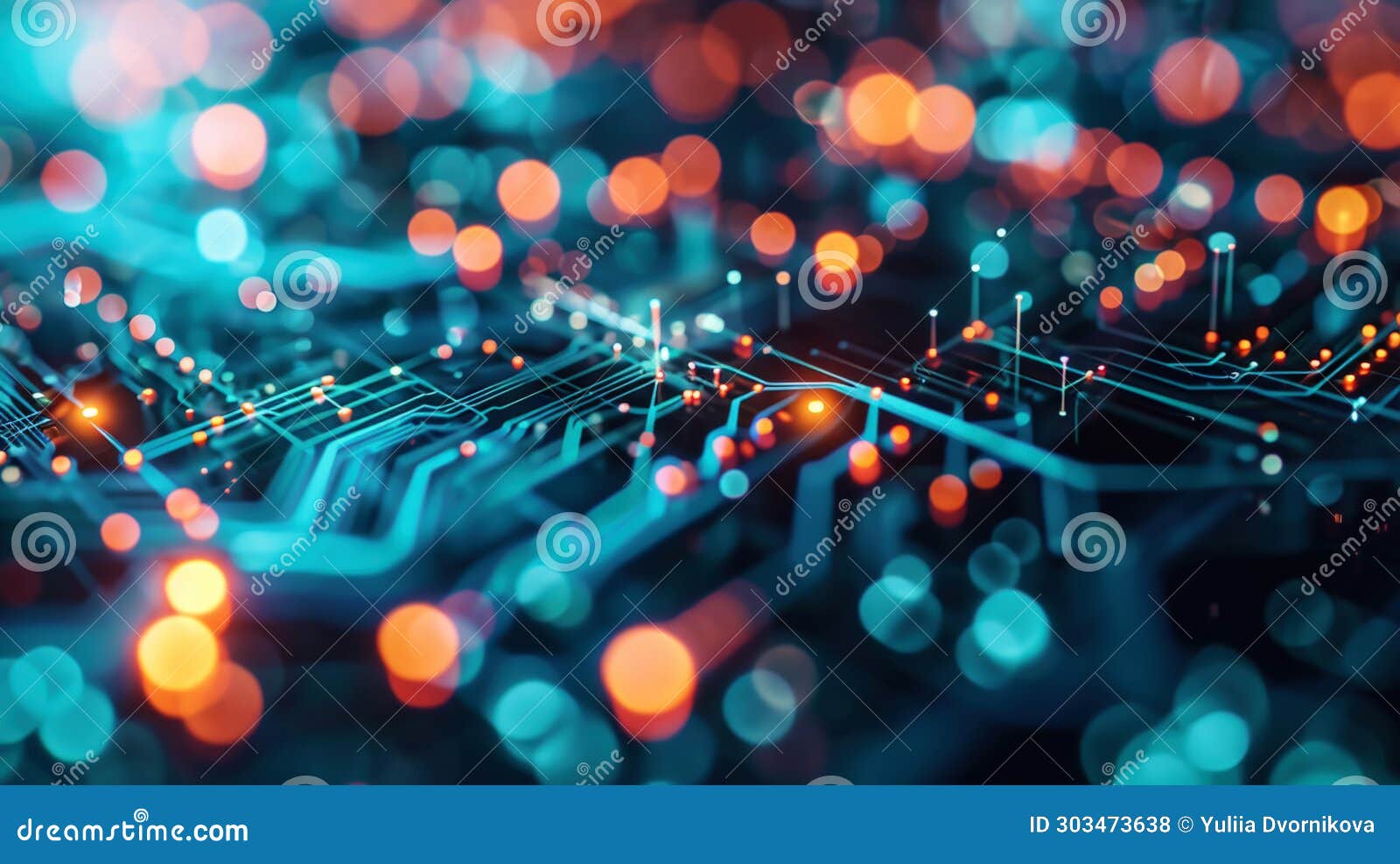 Technology Digital Binary Data on Microchip with Glow Circuit Board. Digitalization of Neural ...