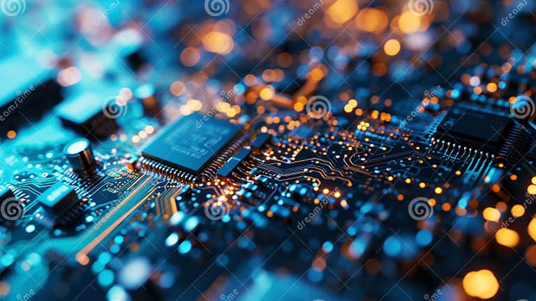 Technology Digital Binary Data on Microchip with Glow Circuit Board. Digitalization of Neural ...