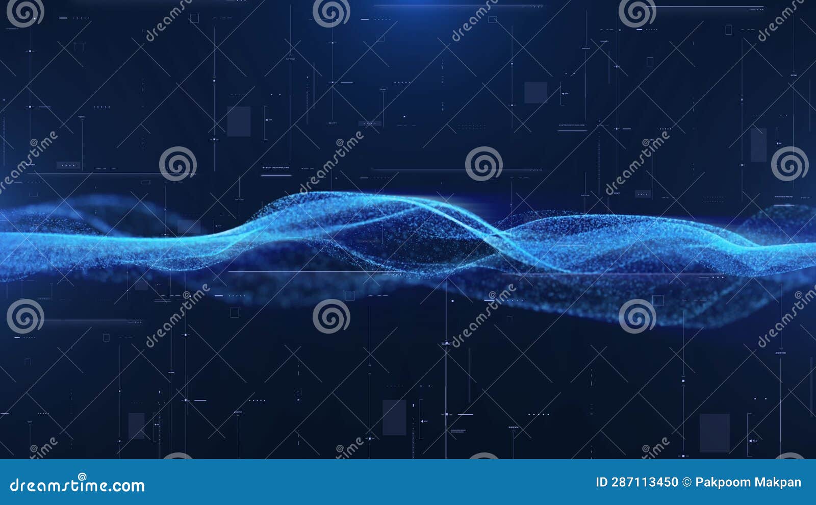 Technology Digital Defocused Grid Pattern Wave Moving, Swirl in Hud Ui ...