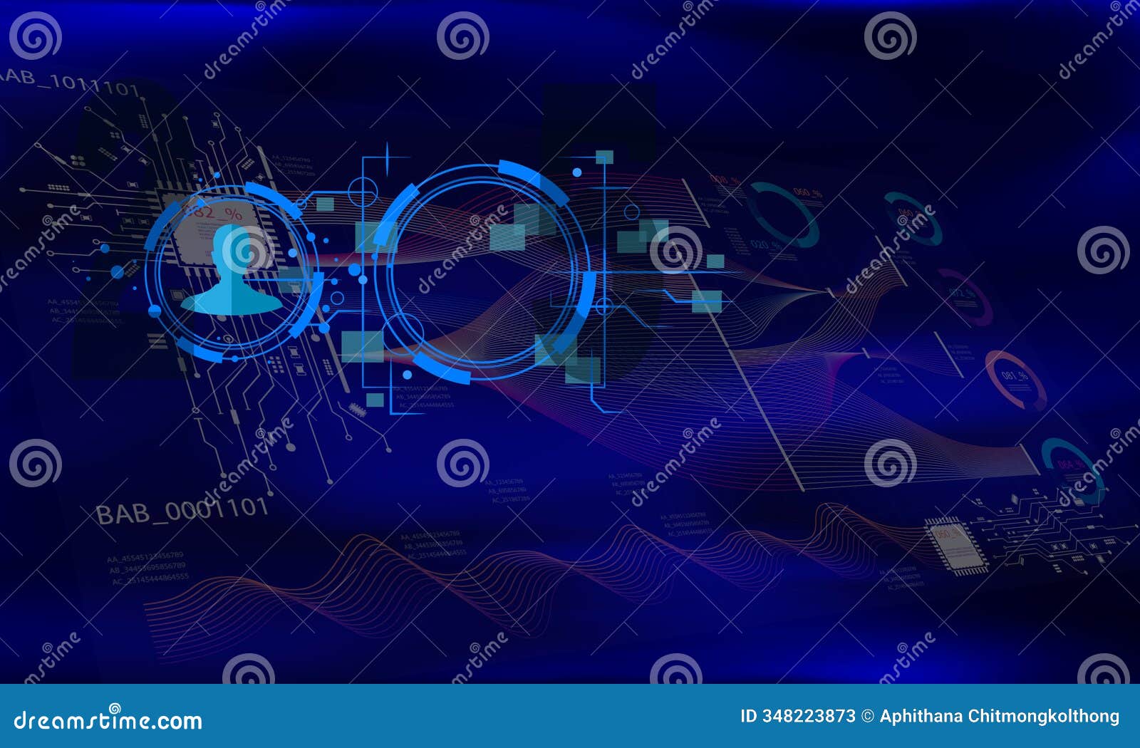 2005 Technology Digital Element Icon on Blue Pattern Abstract ...