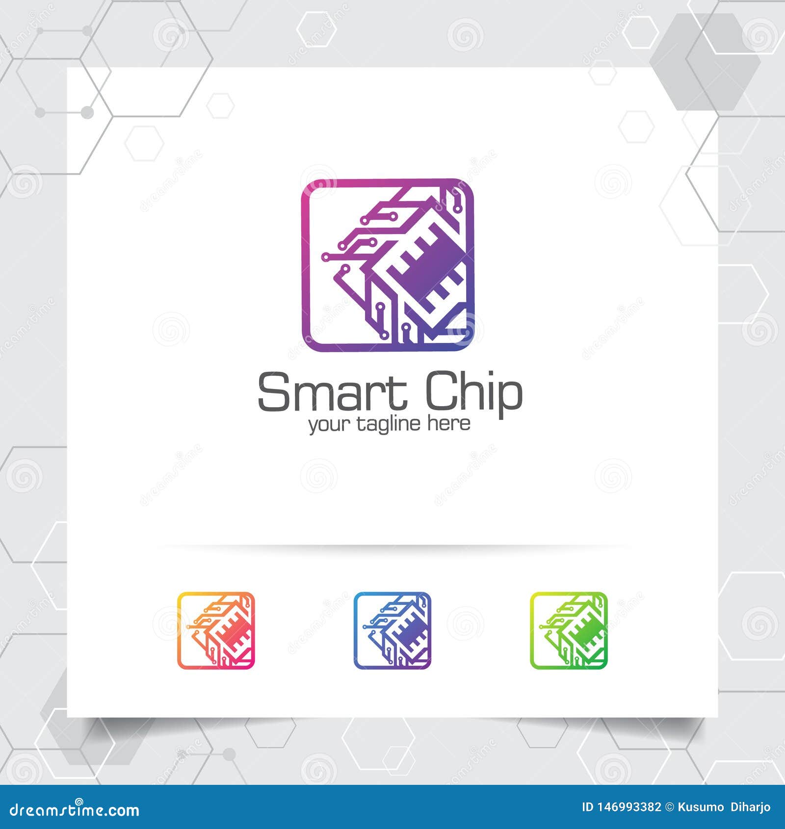 Technology Digital Logo Vector Design with Concept of Microchip Icon ...