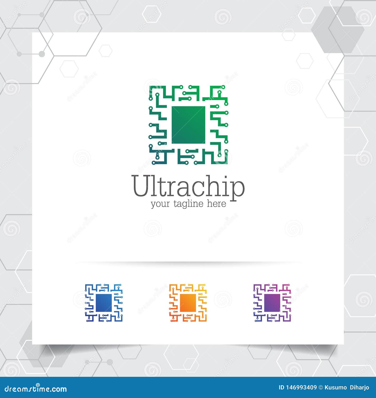 Technology Digital Logo Vector Design with Concept of Microchip Icon ...