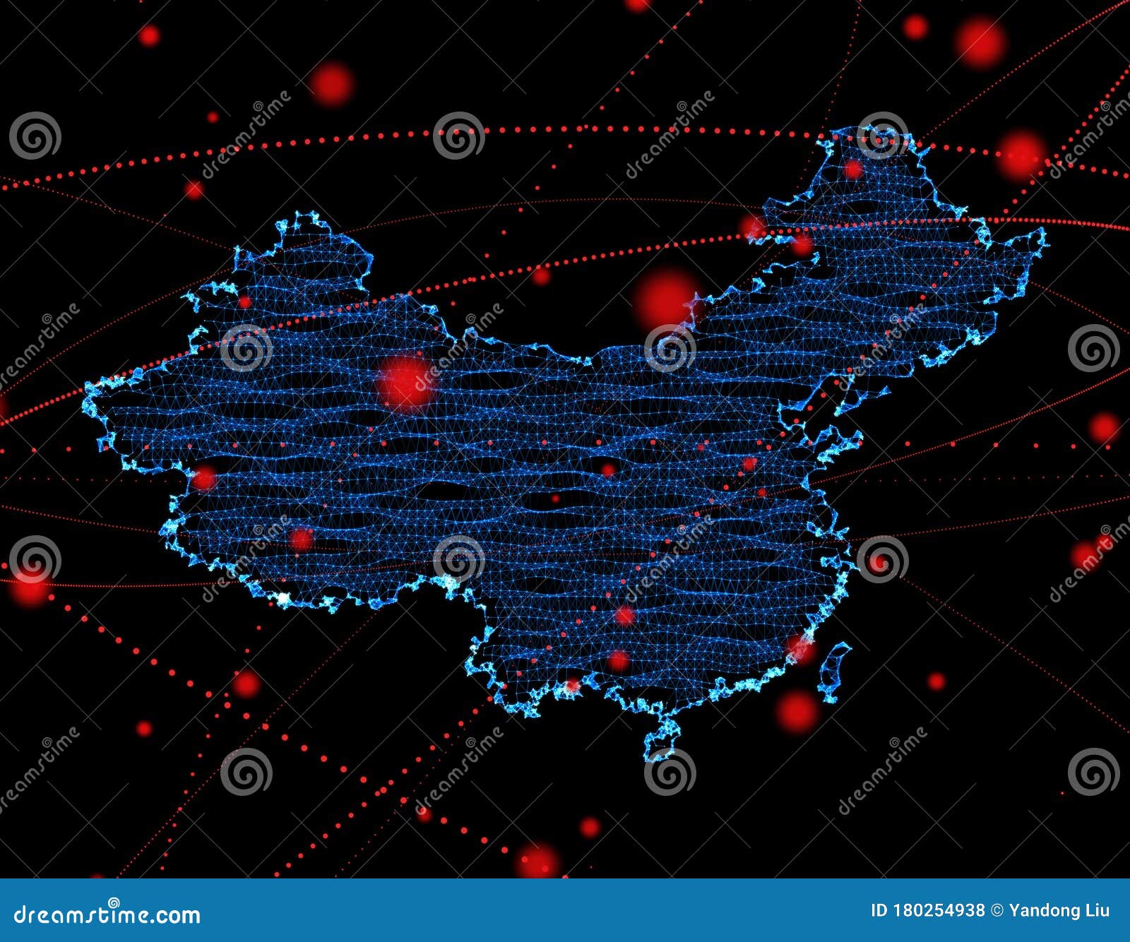 China Map Composed of Technology Connection, Digital Technology ...