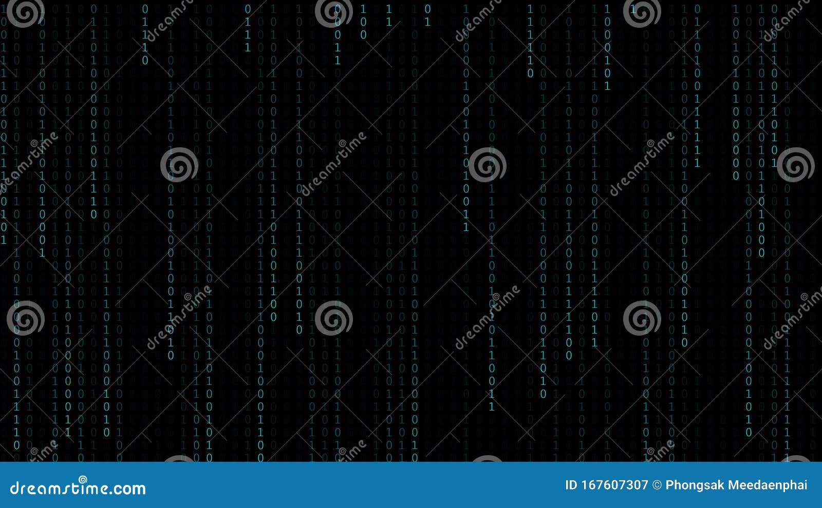 Technology Digital Matrix Number Fall in Dark or Black Background with ...