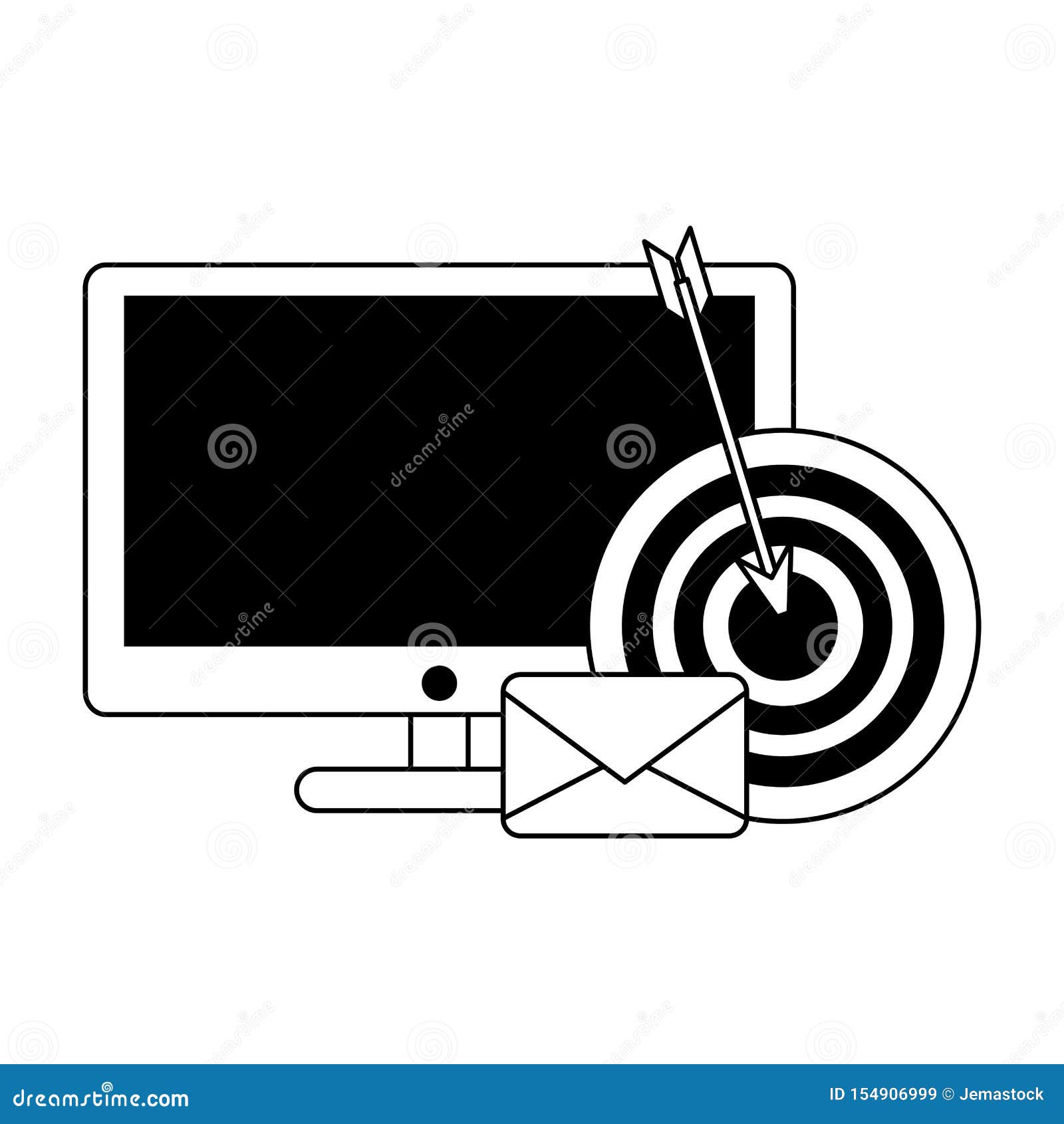 Technology Digital Modern Hardware Cartoon in Black and White Stock ...