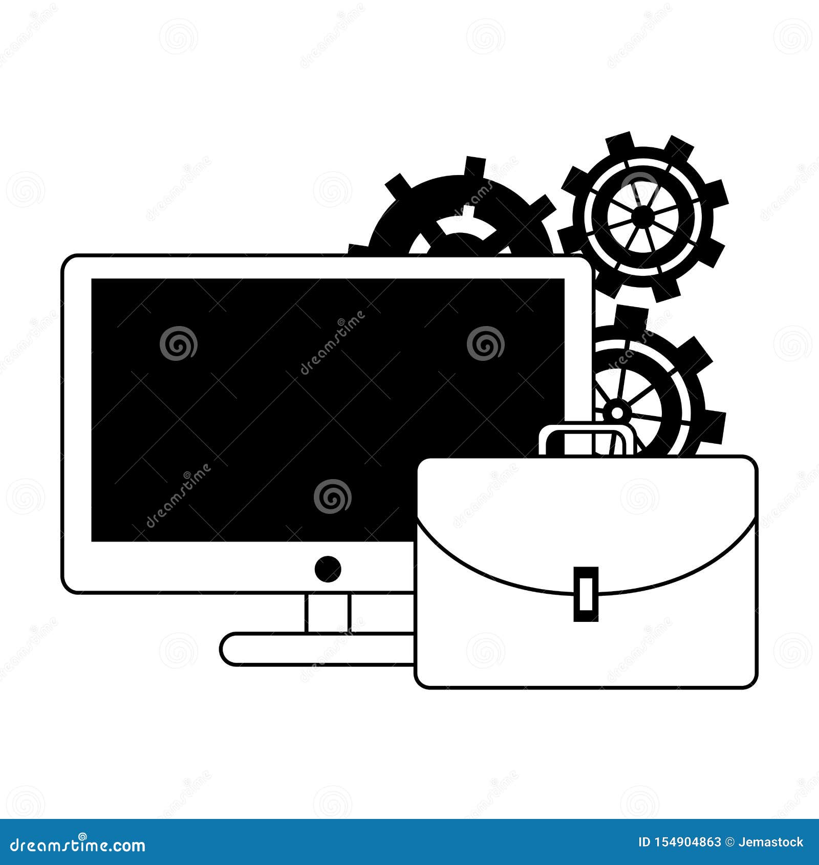 Technology Digital Modern Hardware Cartoon in Black and White Stock ...
