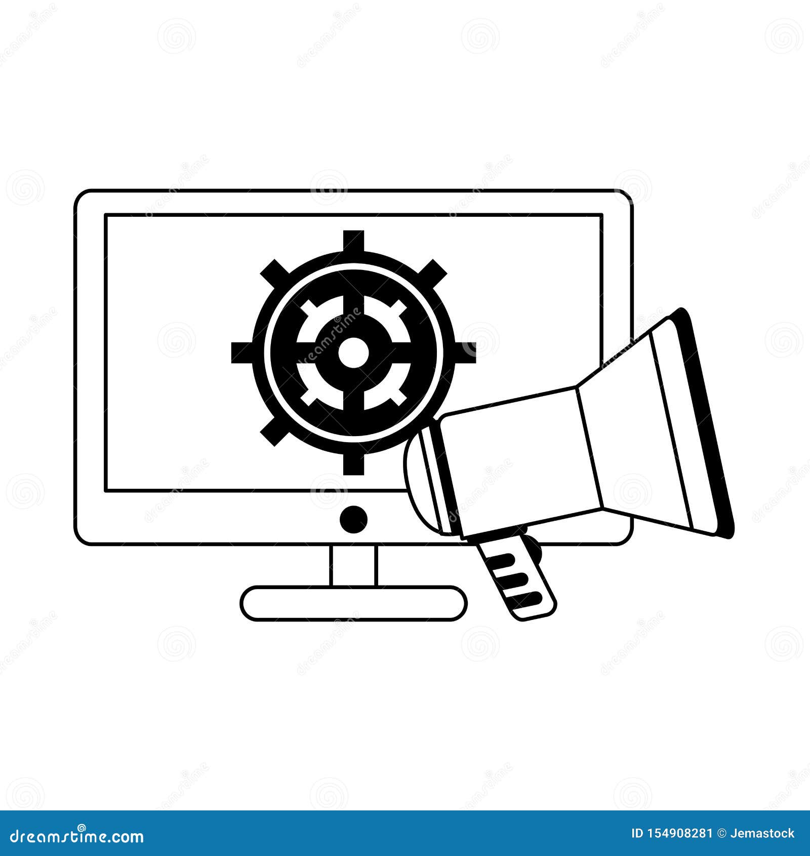 Technology Digital Modern Hardware Cartoon in Black and White Stock ...