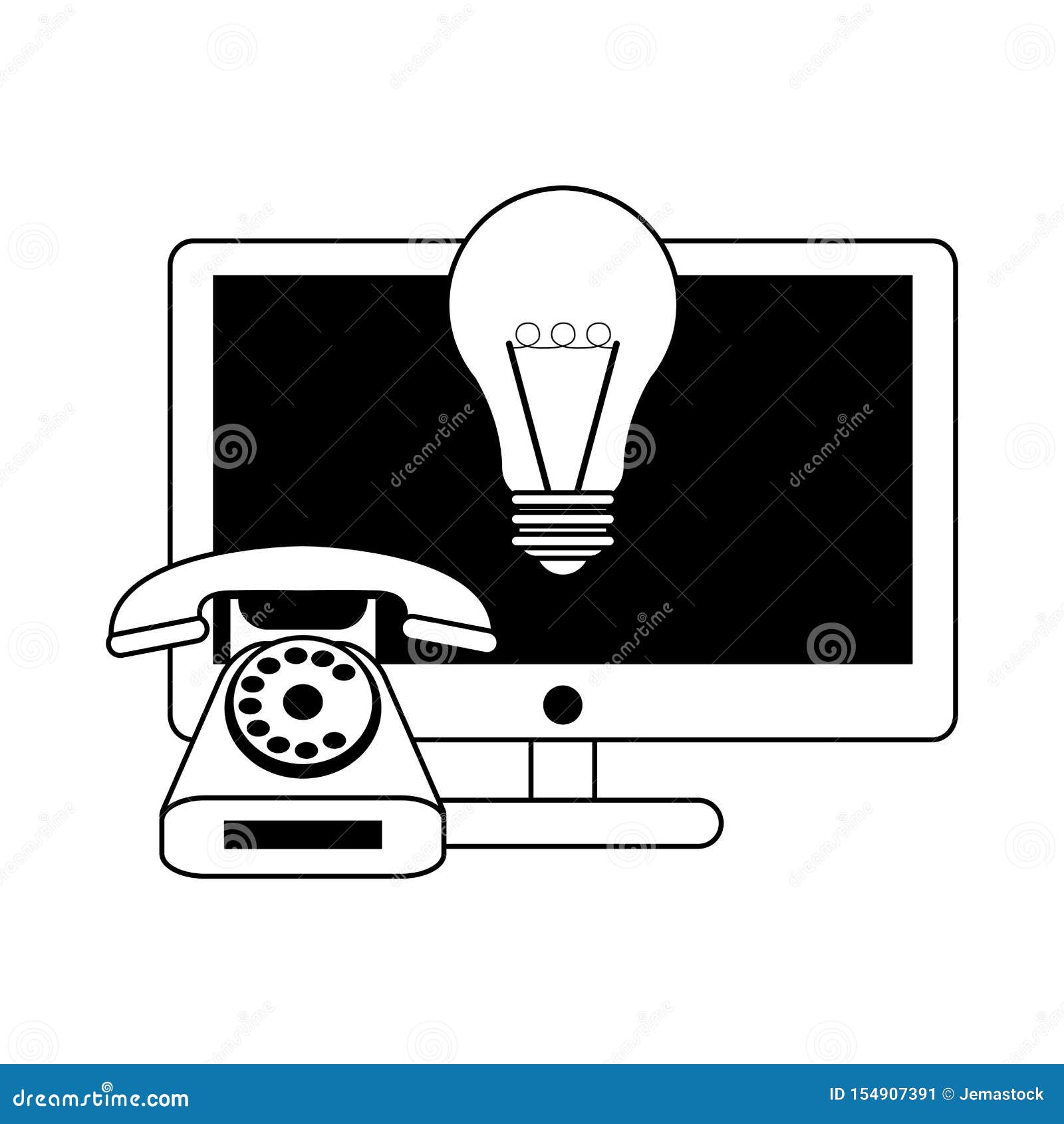 Technology Digital Modern Hardware Cartoon in Black and White Stock ...