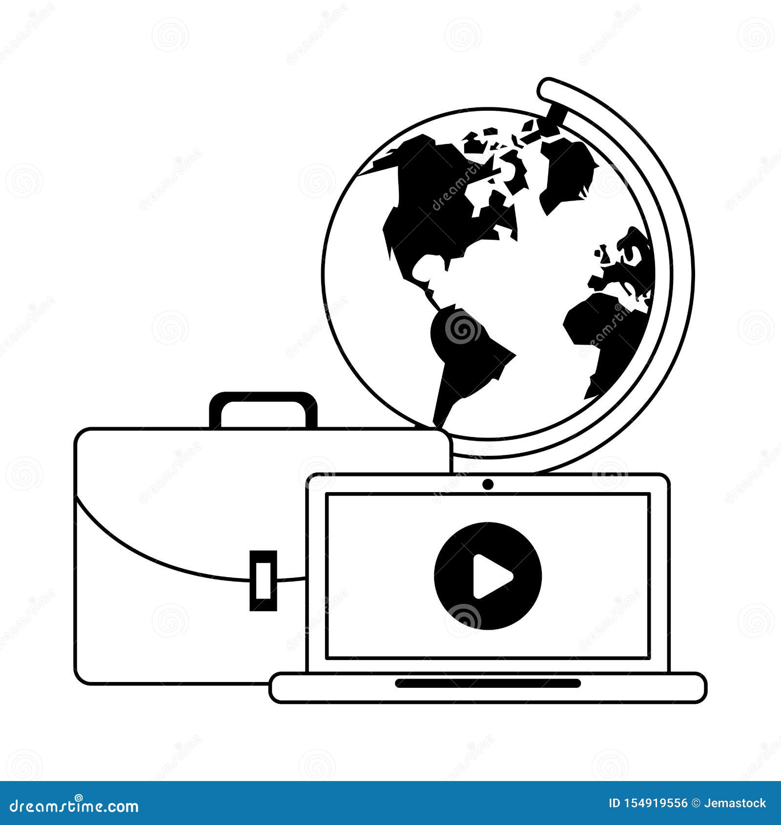 Technology Digital Modern Hardware Cartoon in Black and White Stock ...