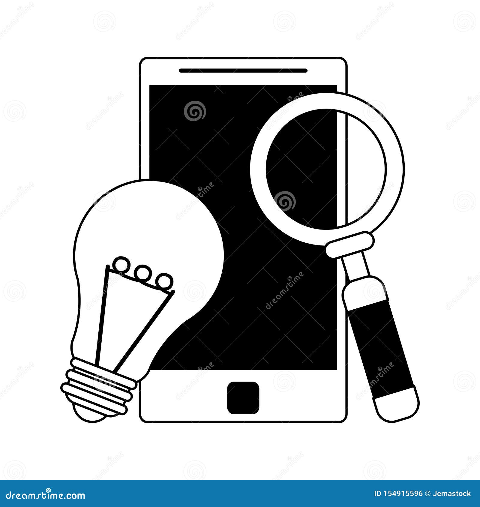 Technology Digital Modern Hardware Cartoon in Black and White Stock ...