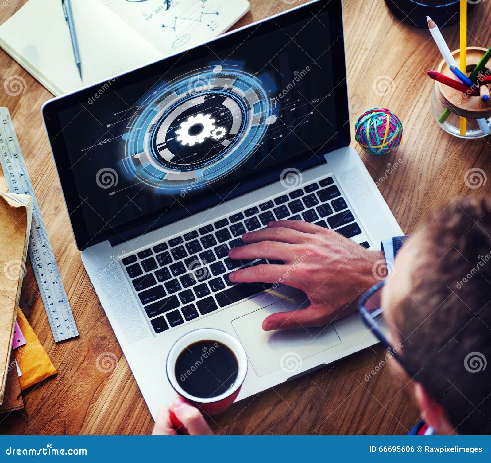 Technology Digital Network Cog Teamwork Concept Stock Photo - Image of ...