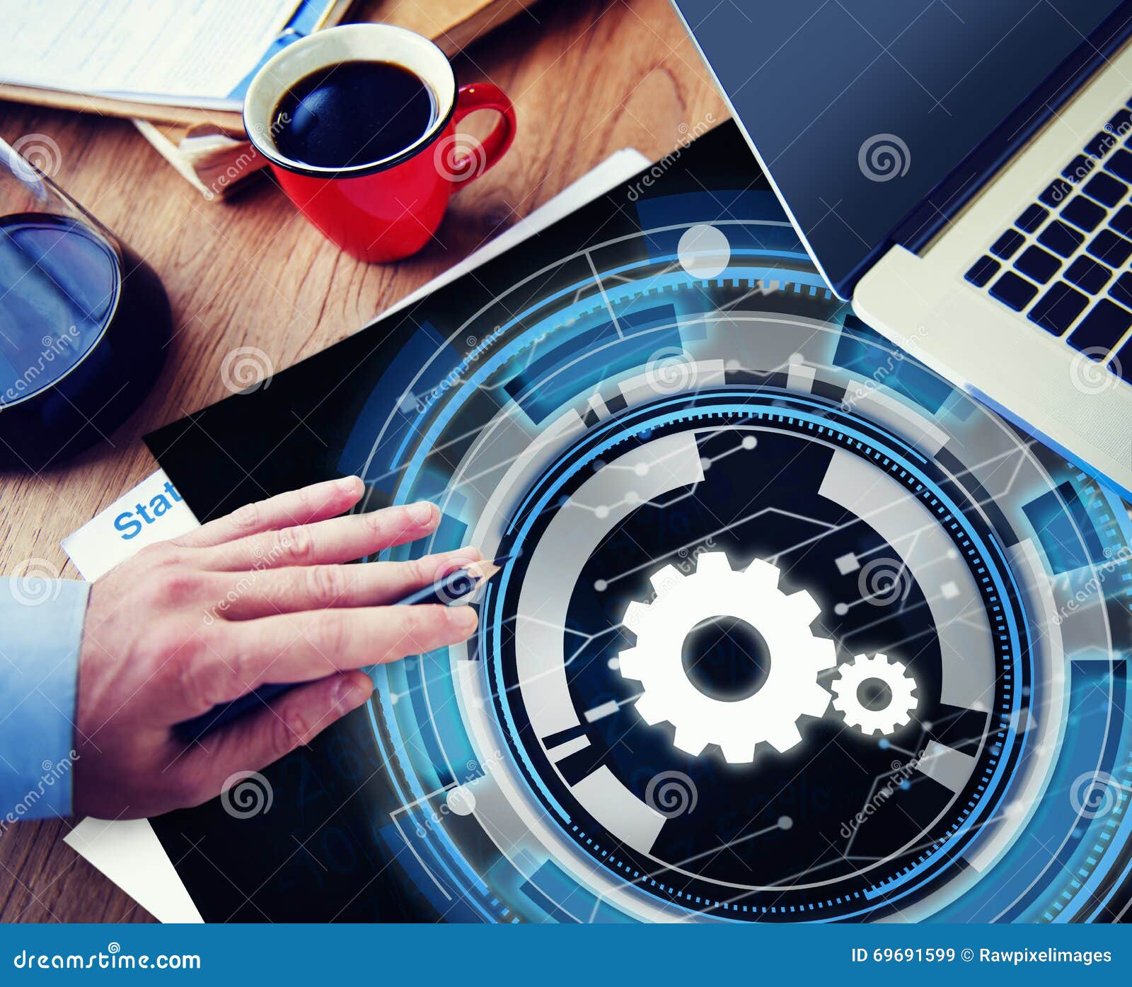 Technology Digital Network Cog Teamwork Concept Stock Image - Image of ...