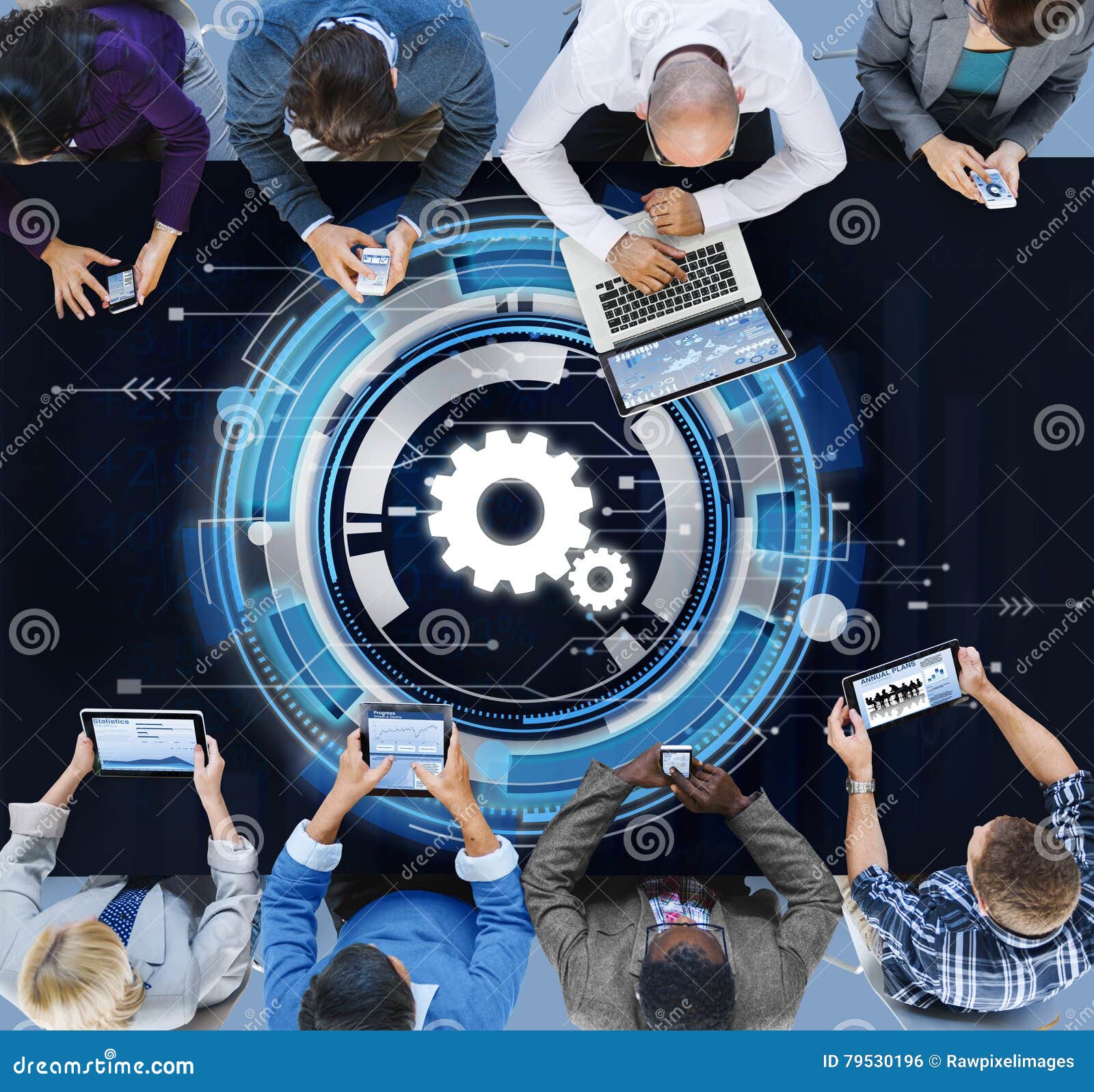 Technology Digital Network Cog Teamwork Concept Stock Photo - Image of ...