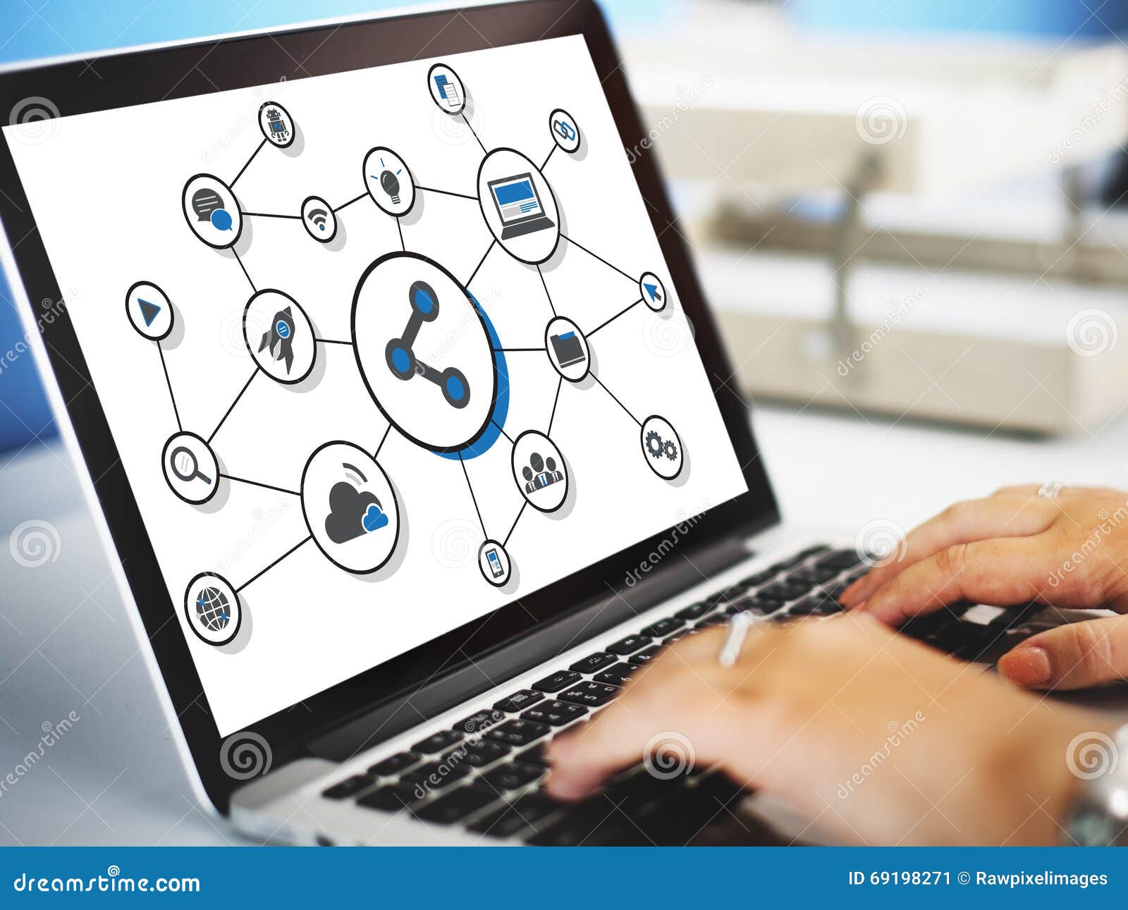 Technology Digital Share Media Link Concept Stock Image - Image of ...