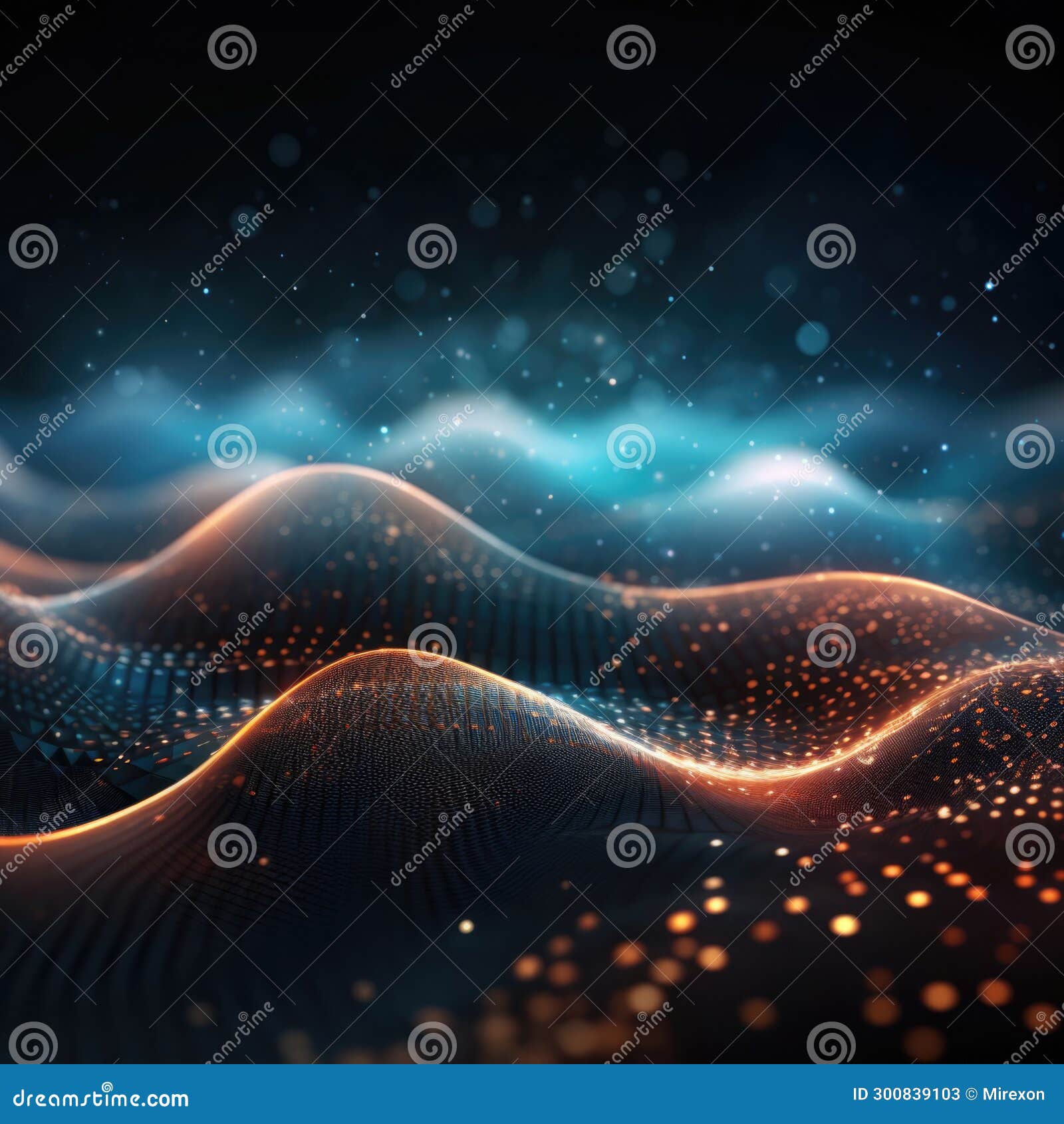 Technology Digital Wave Background. Beautiful Texture of Wavy Dots with ...