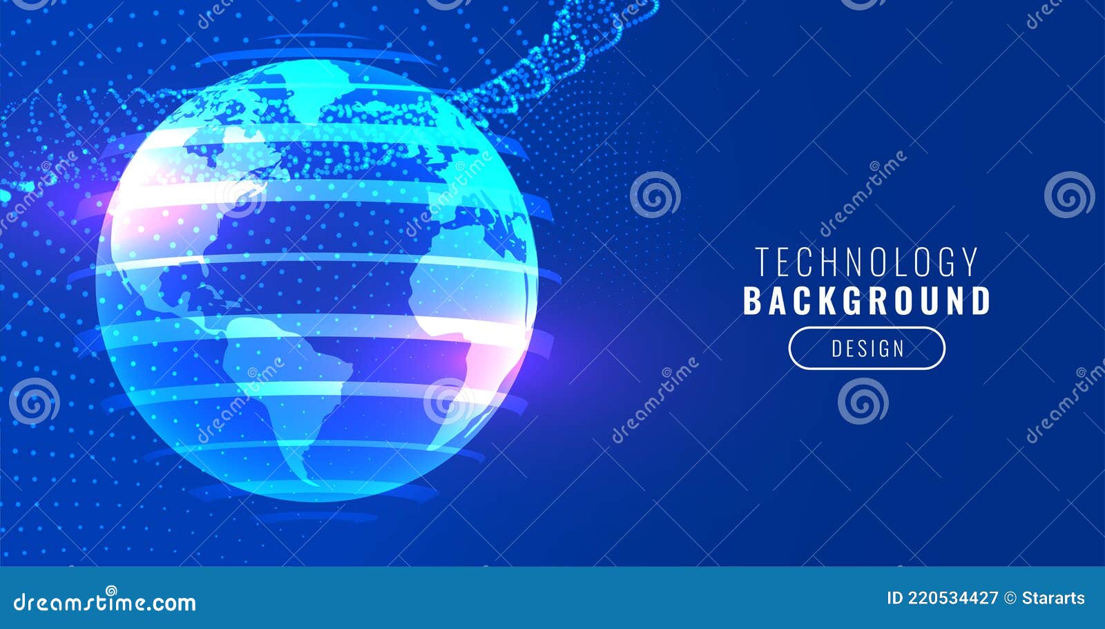 Technology Earth Blue Banner with Particles Stock Vector - Illustration ...