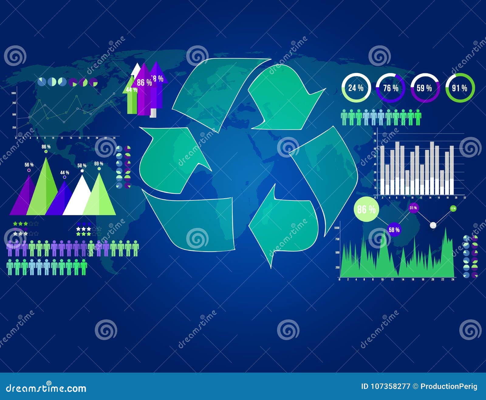 Technology Ecologic Interface with Business Chart Graph and Stat Stock ...