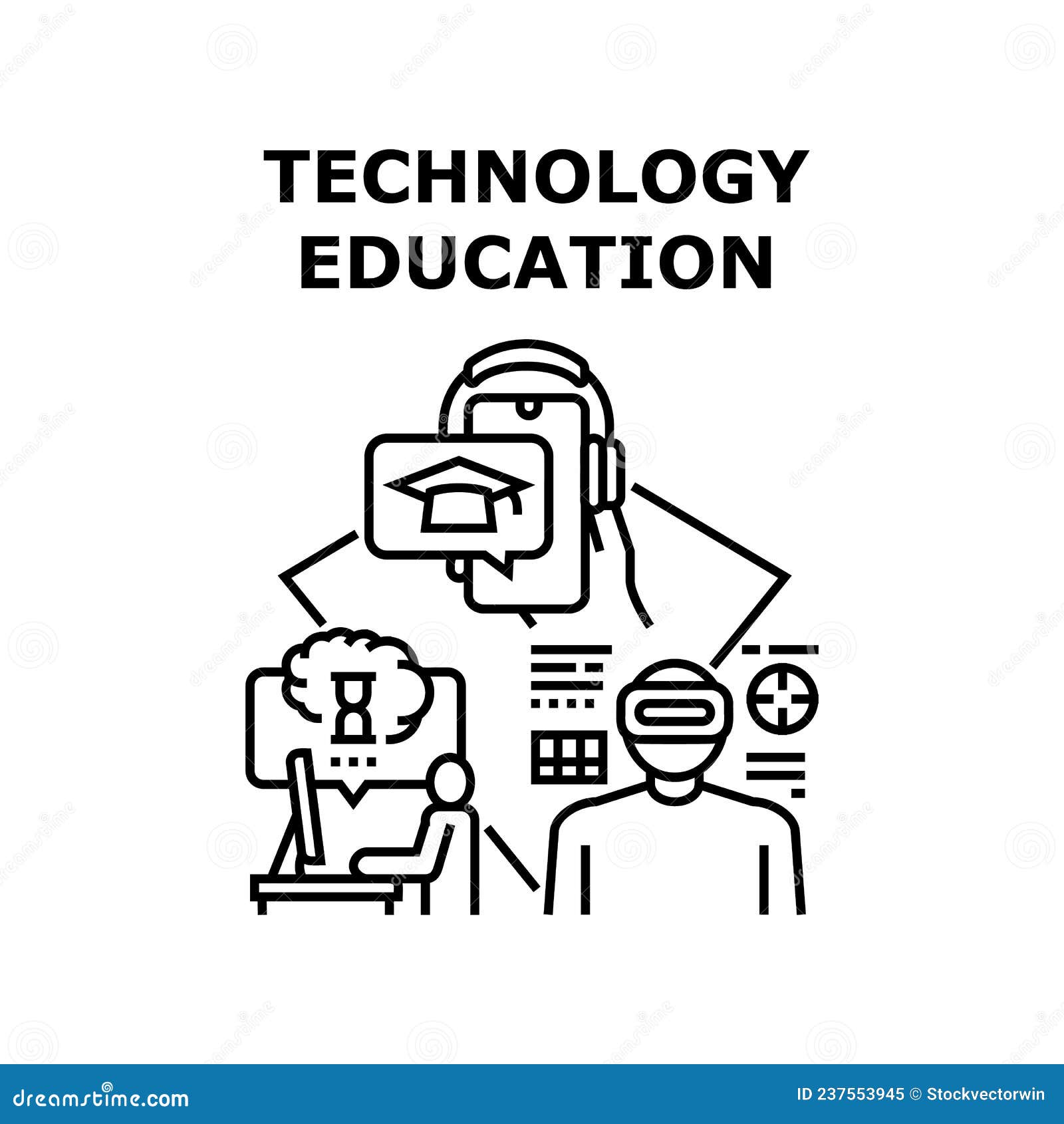 Technology Education Icon Vector Illustration Stock Illustration ...