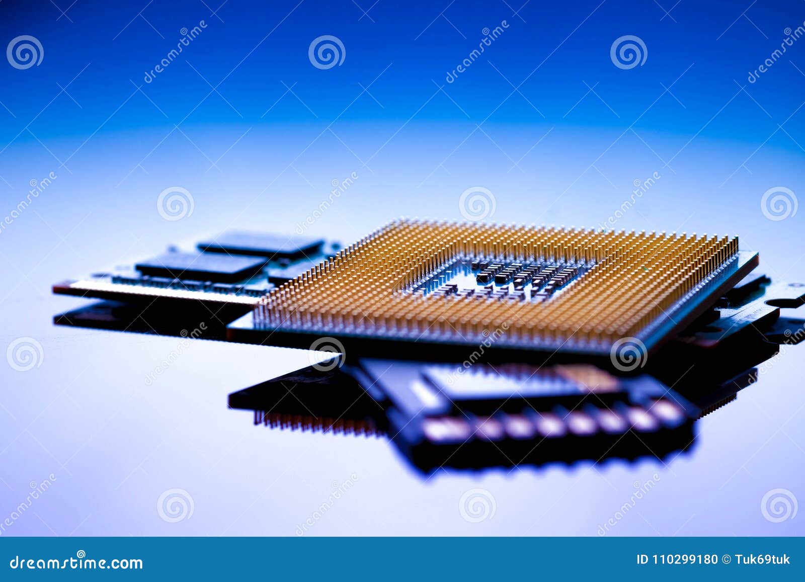 Technology Electronic Concept. Cpu Ram Computer on Blue Li Stock Photo ...