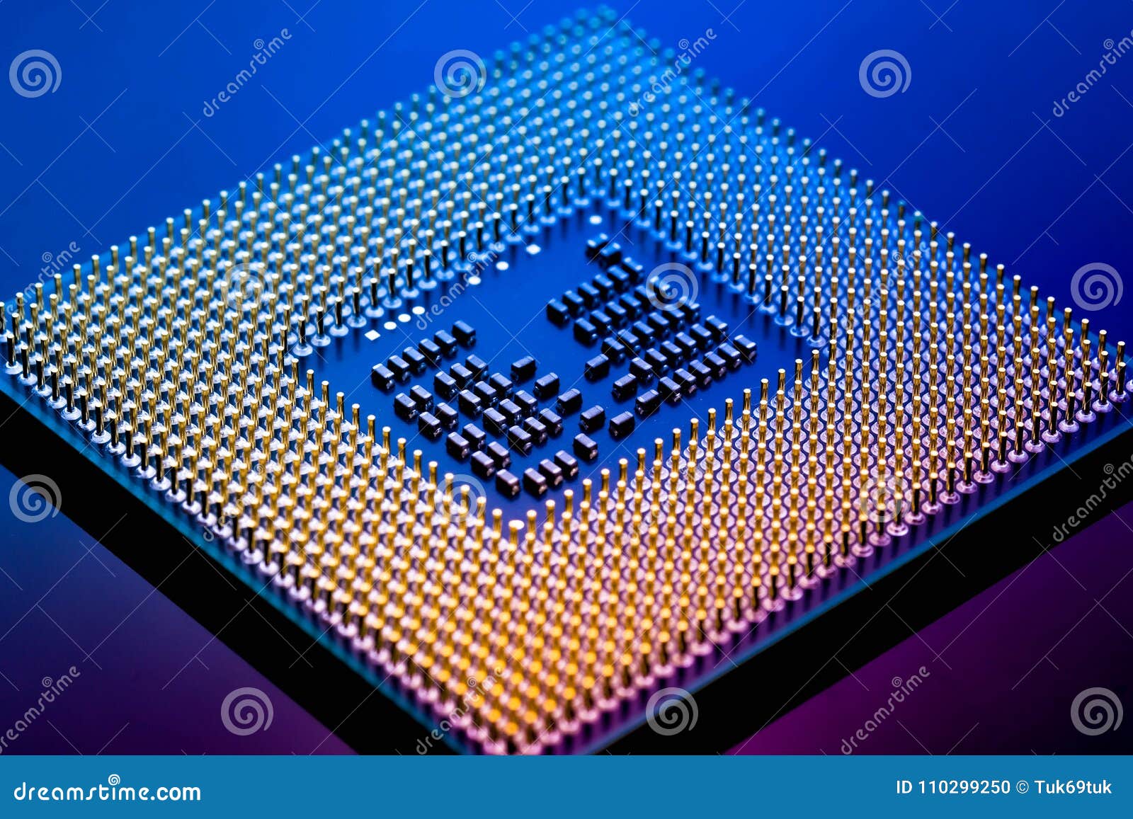 Technology Electronic Concept. Cpu Ram Computer on Blue Li Stock Photo ...