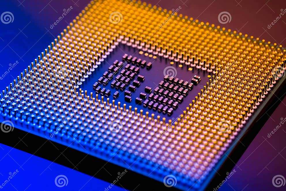 Technology Electronic Concept. Cpu Ram Computer on Blue Li Stock Image ...
