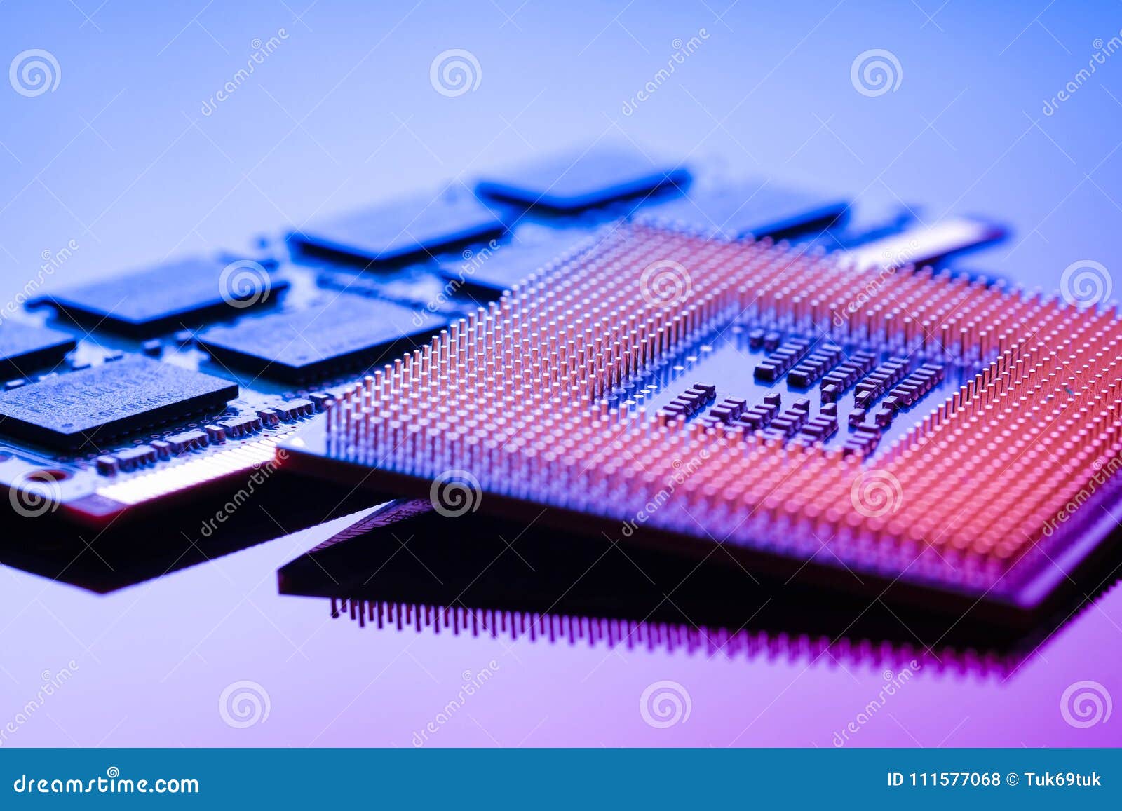 Technology Electronic Concept. Cpu Ram Computer on Blue Li Stock Photo ...