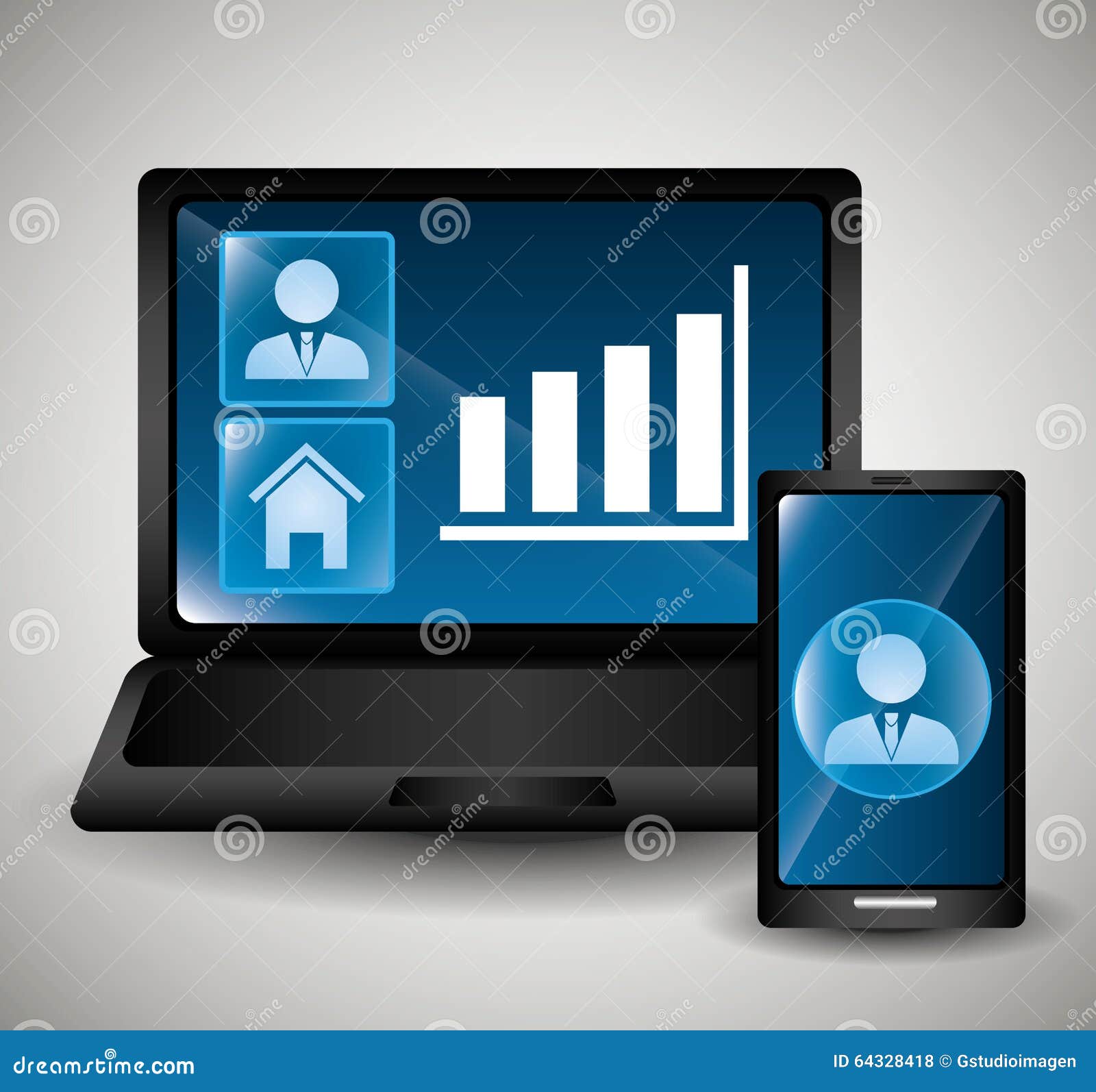 Technology and Electronic Devices Stock Illustration - Illustration of ...