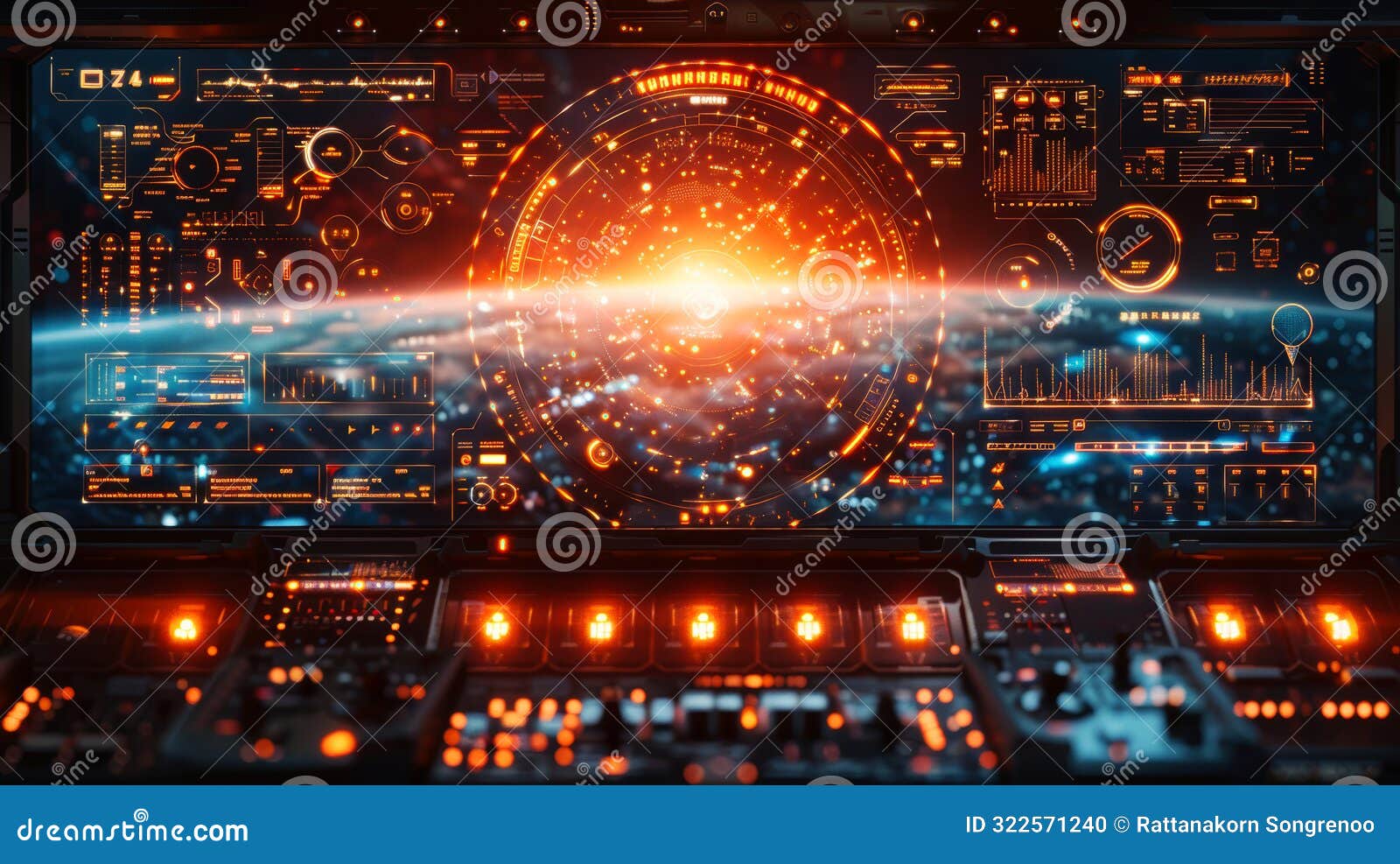 Technology and Electronic in Spaceship with Atmosphere Light of the Sun ...