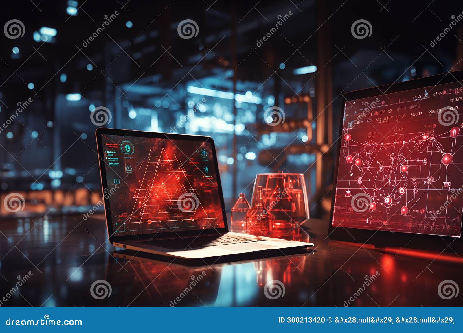 Technology and Engineering Concept Hacker Attack System, Red Alert Sign ...