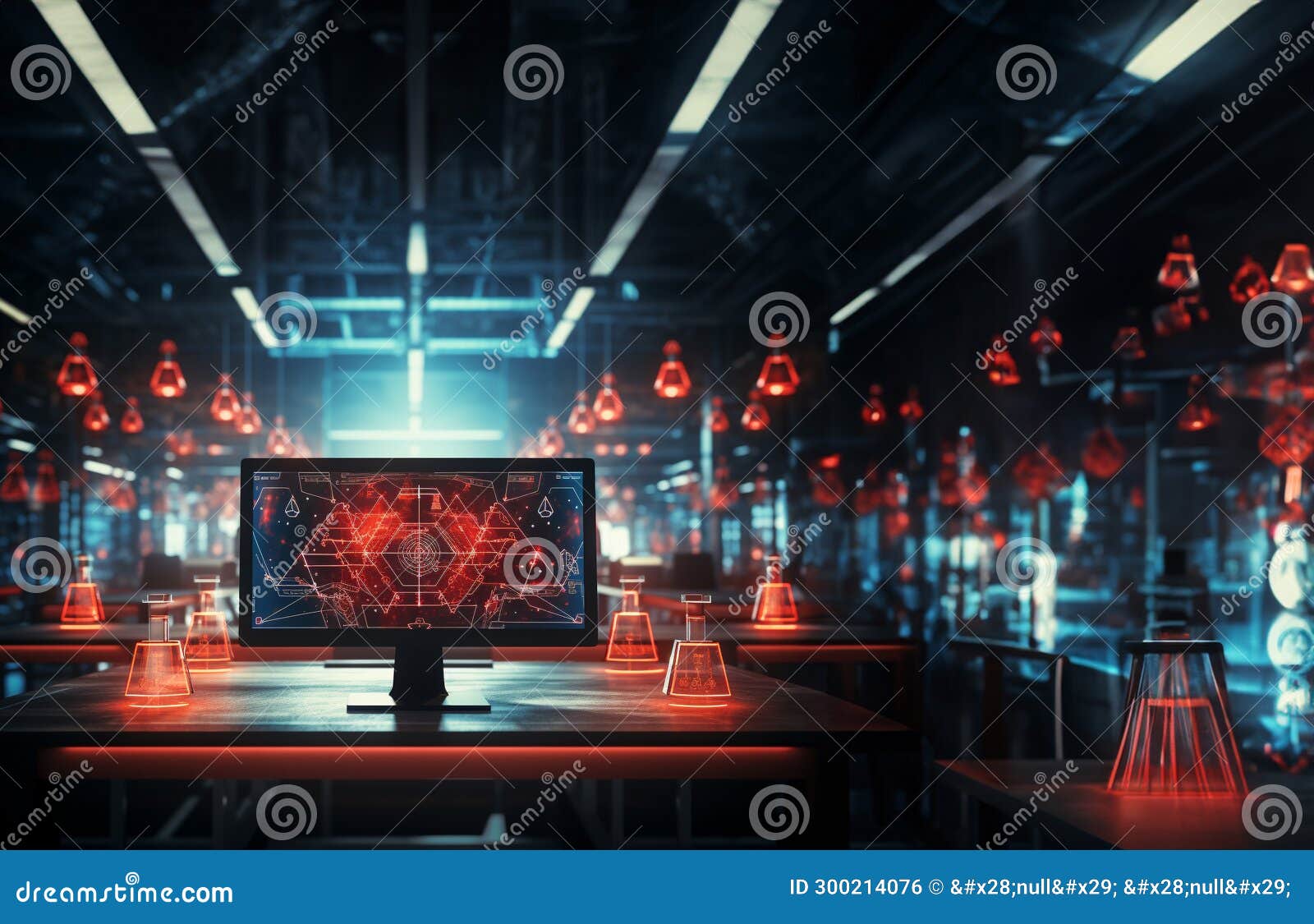 Technology and Engineering Concept Hacker Attack System, Red Alert Sign ...